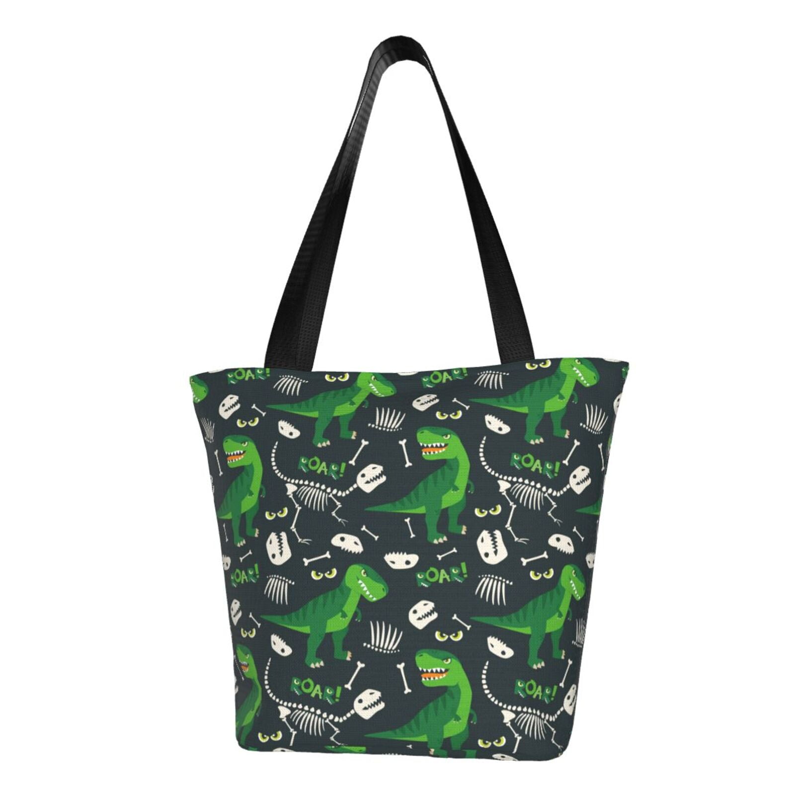 Adobk T Rex And Dinosaur Bone Canvas Tote Bag Vintage Tote Bag Shopping ...