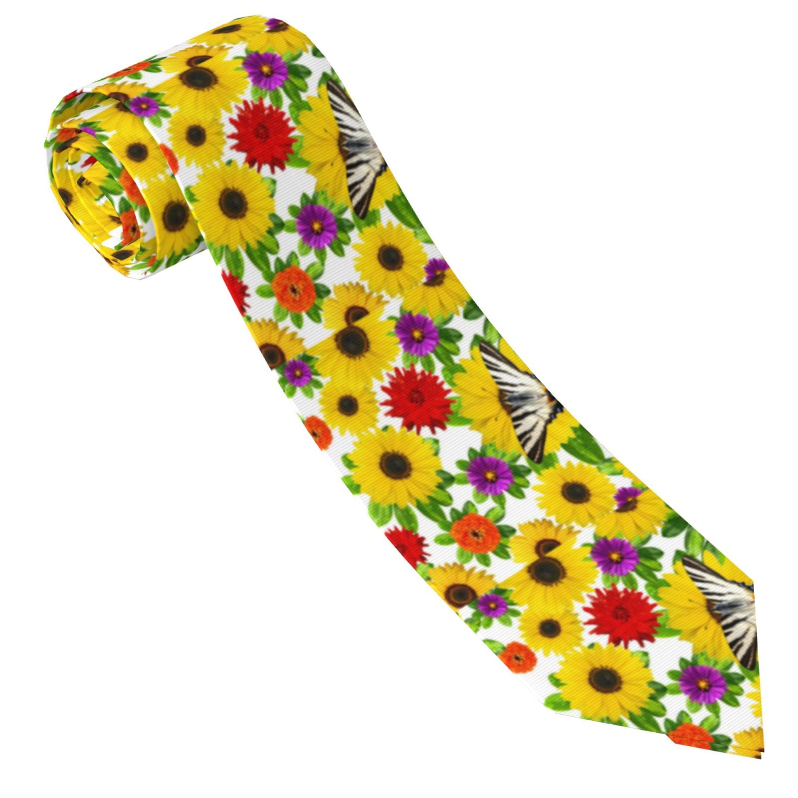 Adobk Tiger Swallowtail On Flowers Print Tie For Men Necktie Neck Ties ...