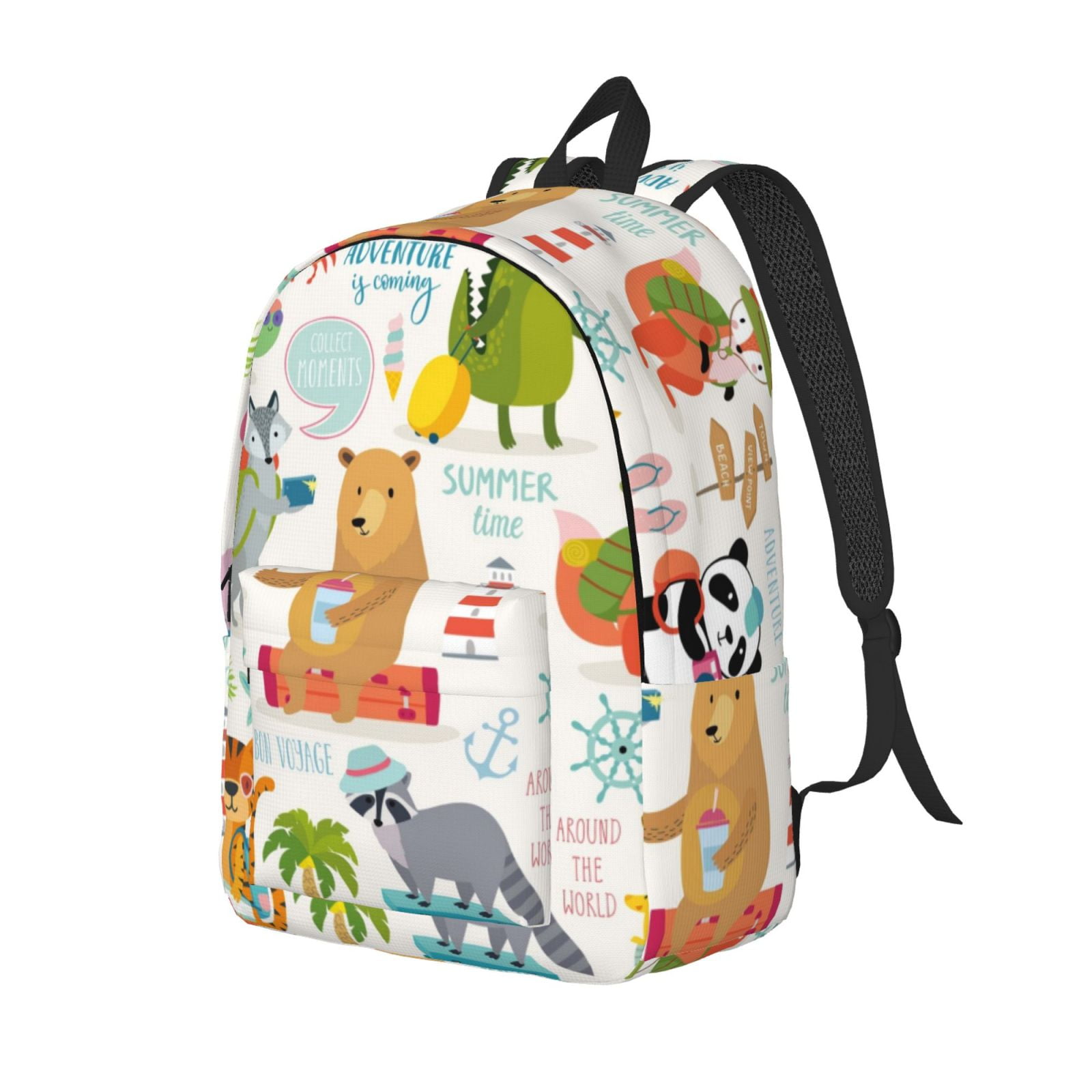 Adobk Travel Animals Print Canvas Backpack Lightweight Travel Daypack ...