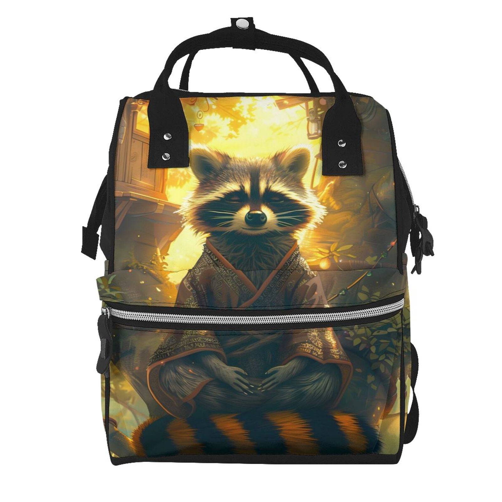 Adobk Tree Meditating Raccoon Print Mummy bag Diaper Tote Bags Larger ...