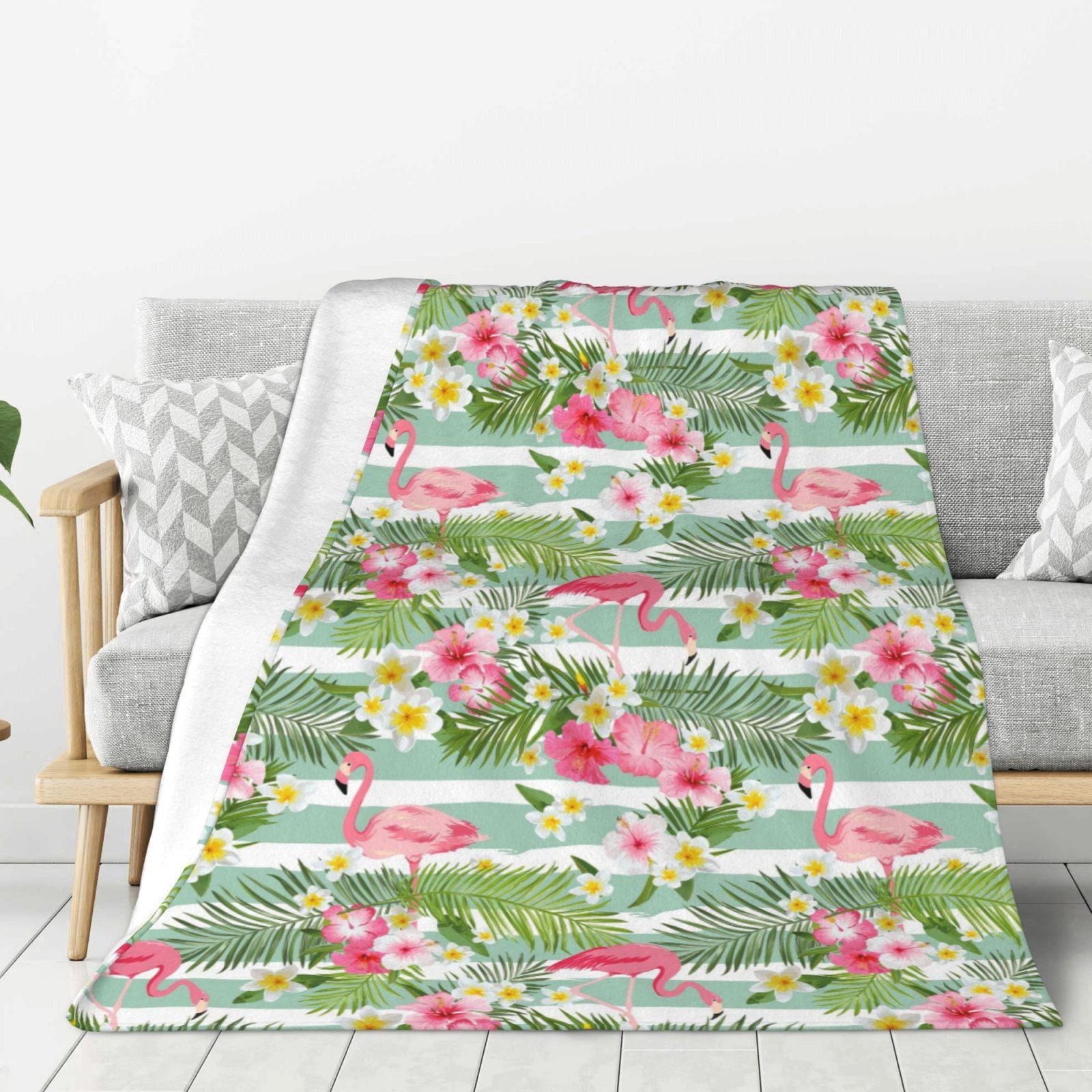 Adobk Tropical Flamingo Print Blanket Super Soft Flannel Throw Blanket ...