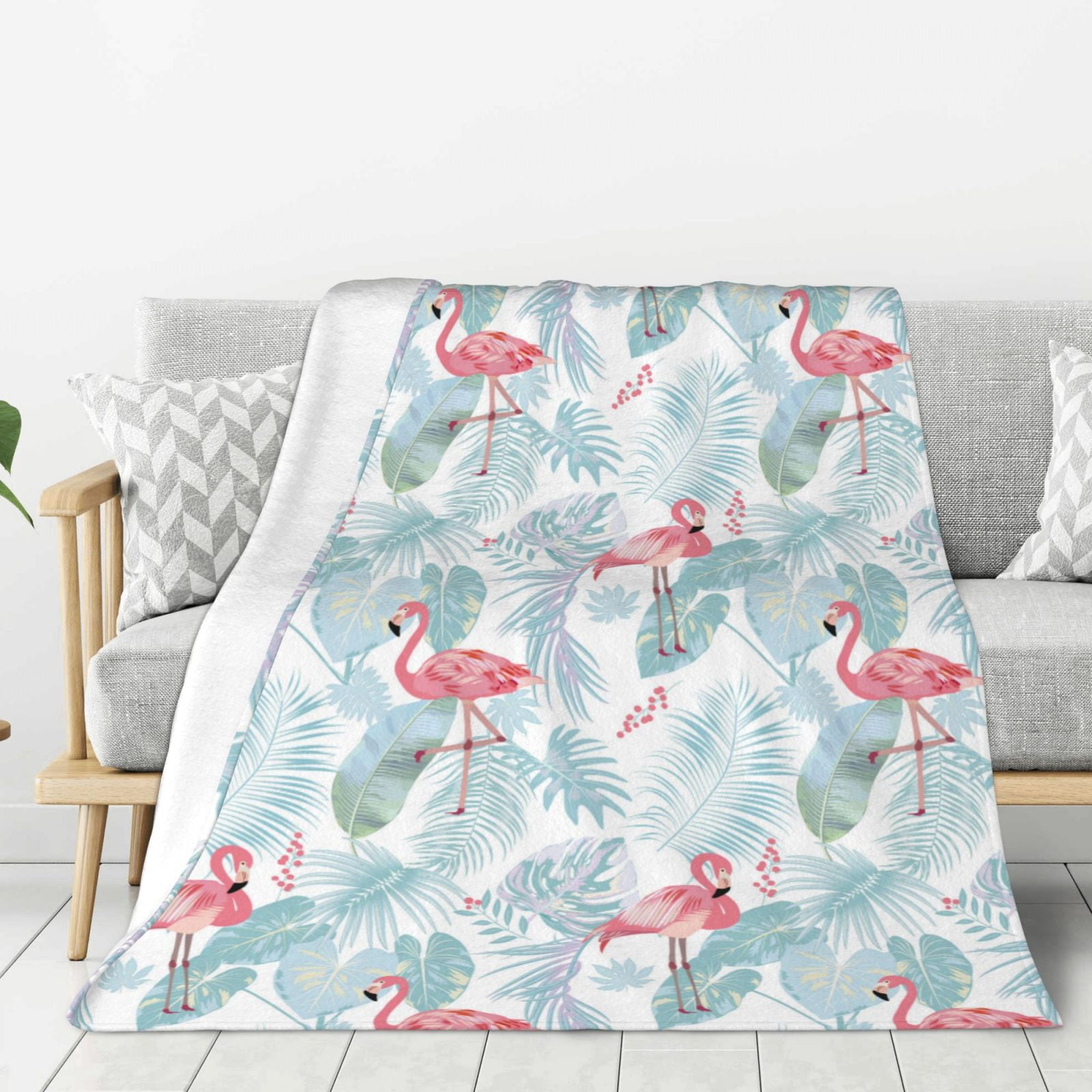 Adobk Tropical Flamingo Print Blanket Super Soft Flannel Throw Blanket ...