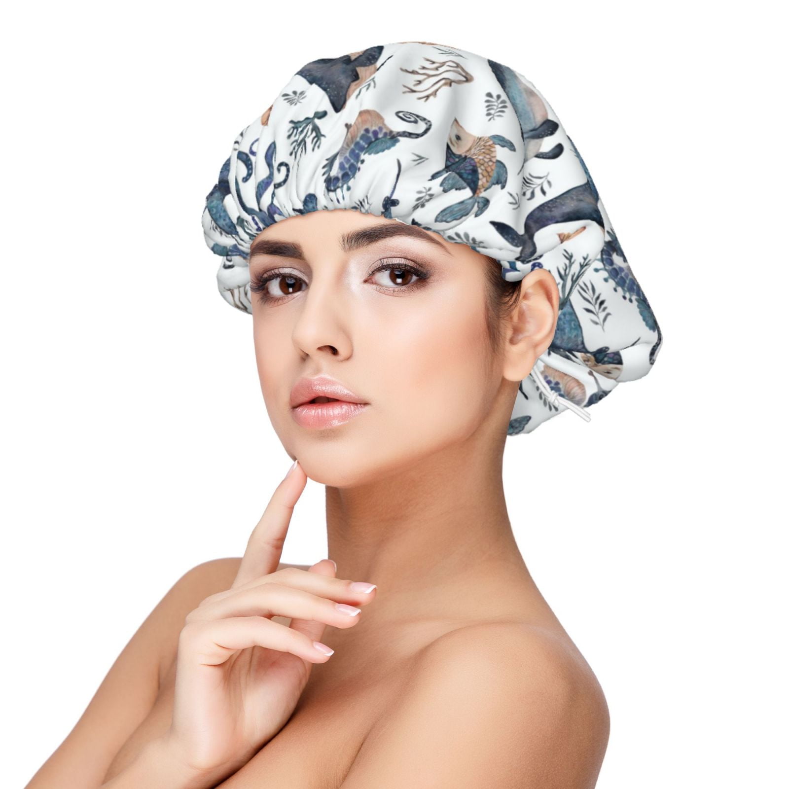 Adobk Underwater Animals 1 Print Satin Bonnet, Night Sleep Caps with ...