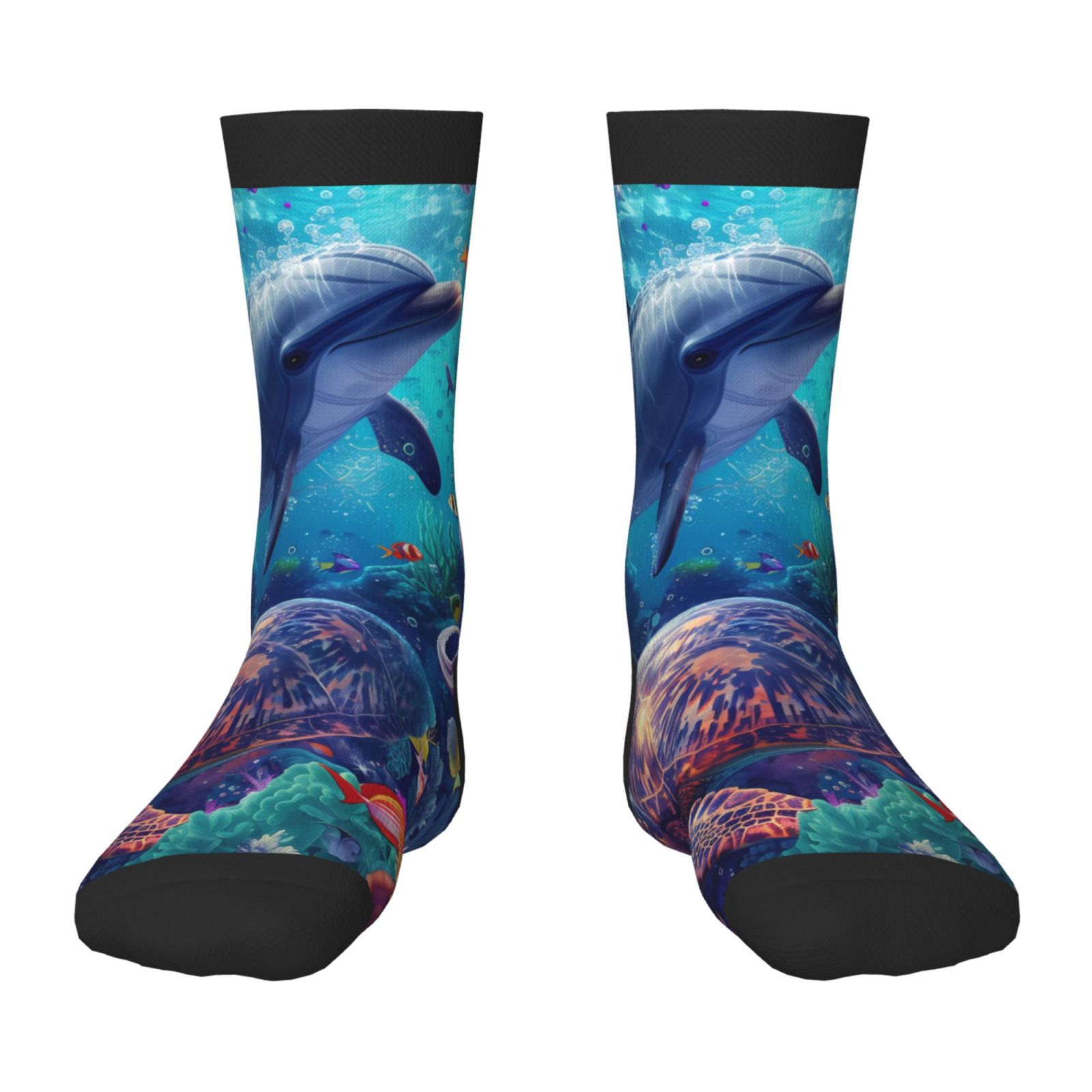 Adobk Underwater Turtle Dolphin Octopus Print Ultimate Fashion Crew ...