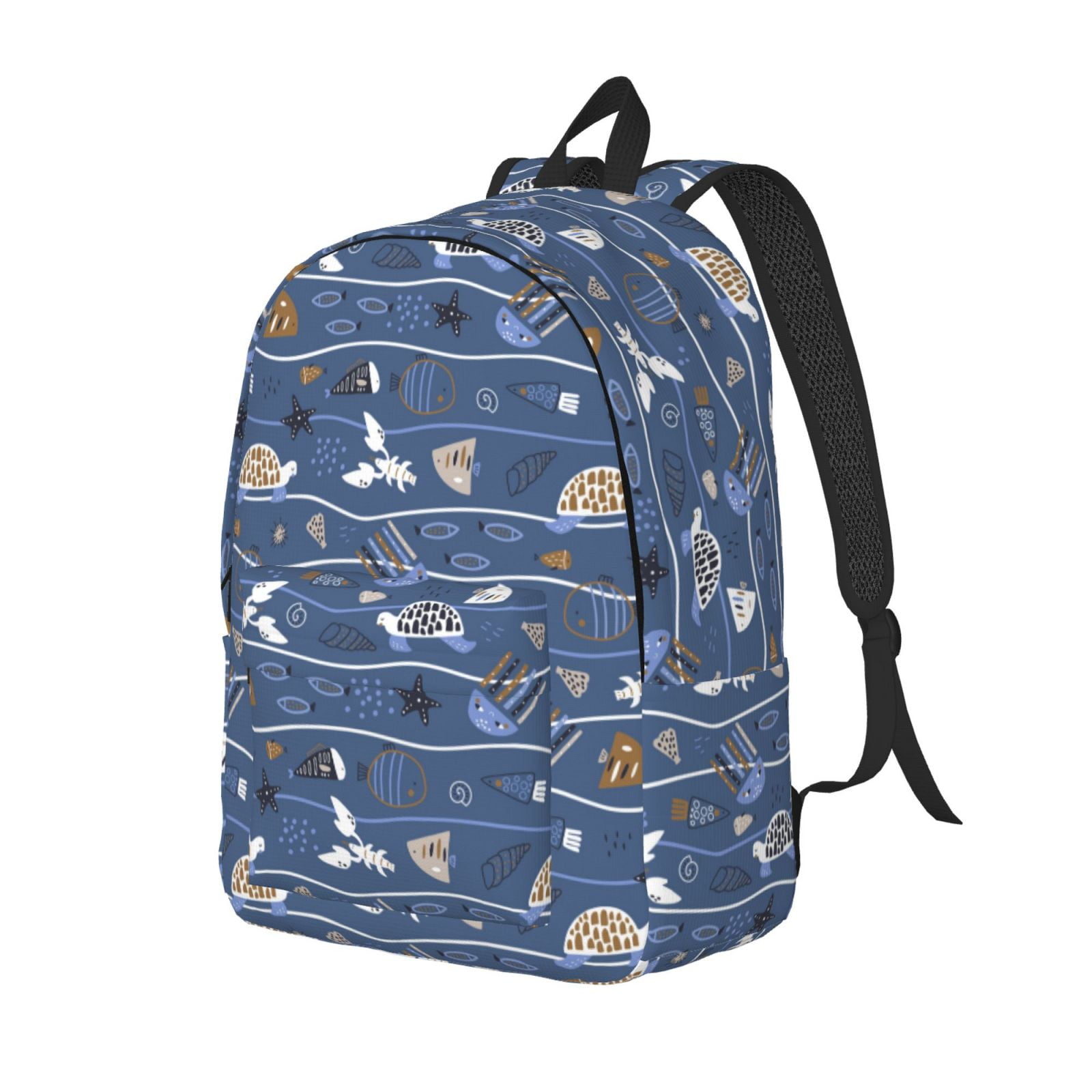 Adobk Underwater World Animals Print Canvas Backpack Lightweight Travel ...