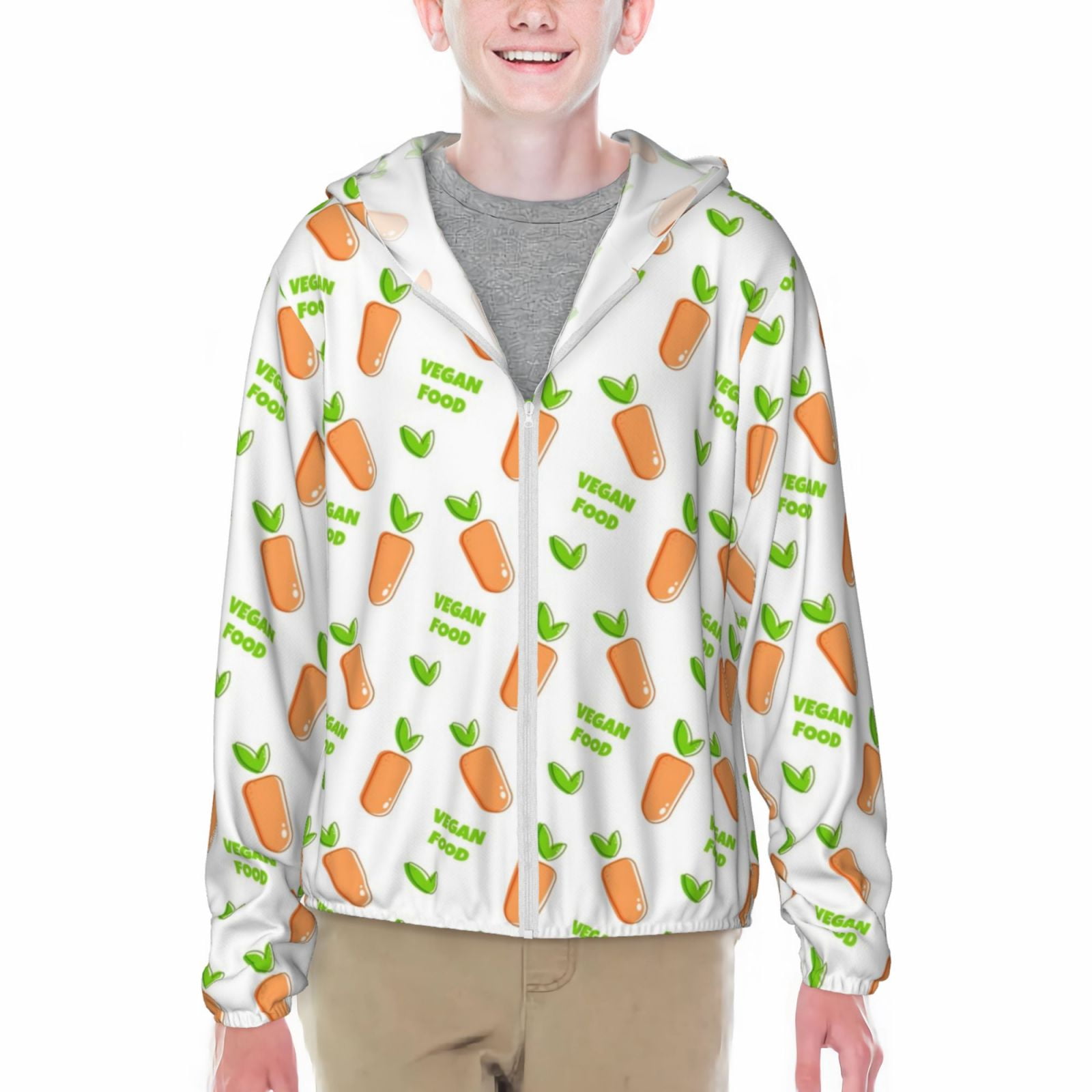 Adobk Vegan Fruit Carrot Print Rash Guard Long Sleeve UPF 50+ UV ...