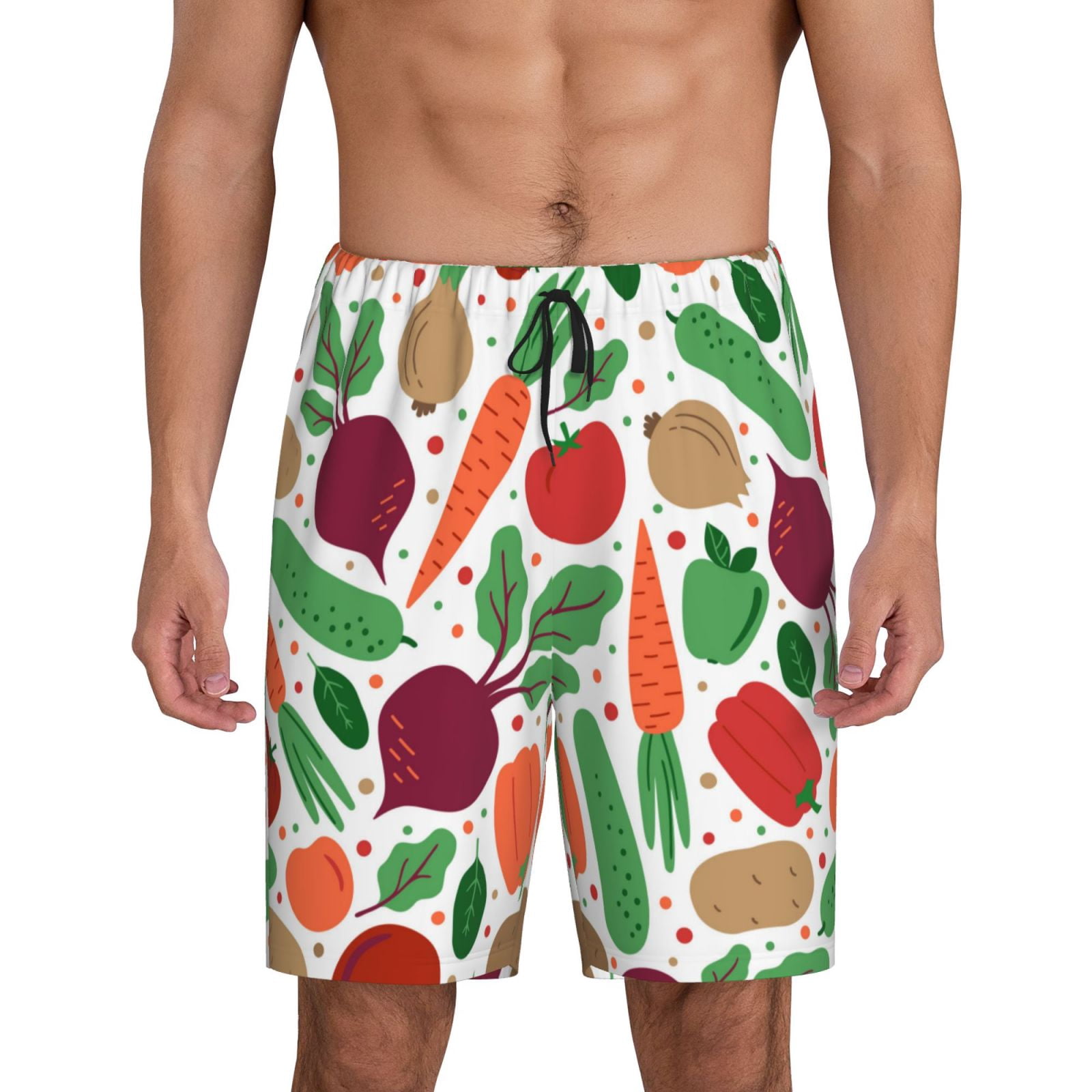 Adobk Vegetables Print Pajama Shorts Elastic Waistband Sleep Lounge ...