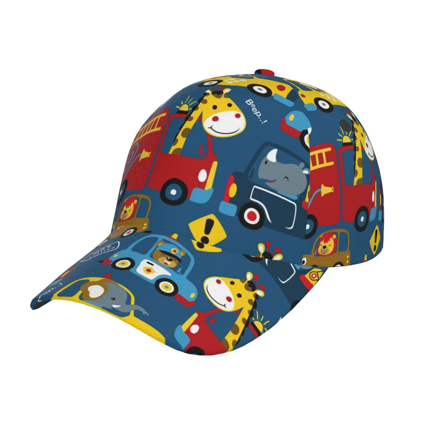 Adobk Vehicles Cartoon With Funny Drivers Baseball Cap Golf Dad Hat ...