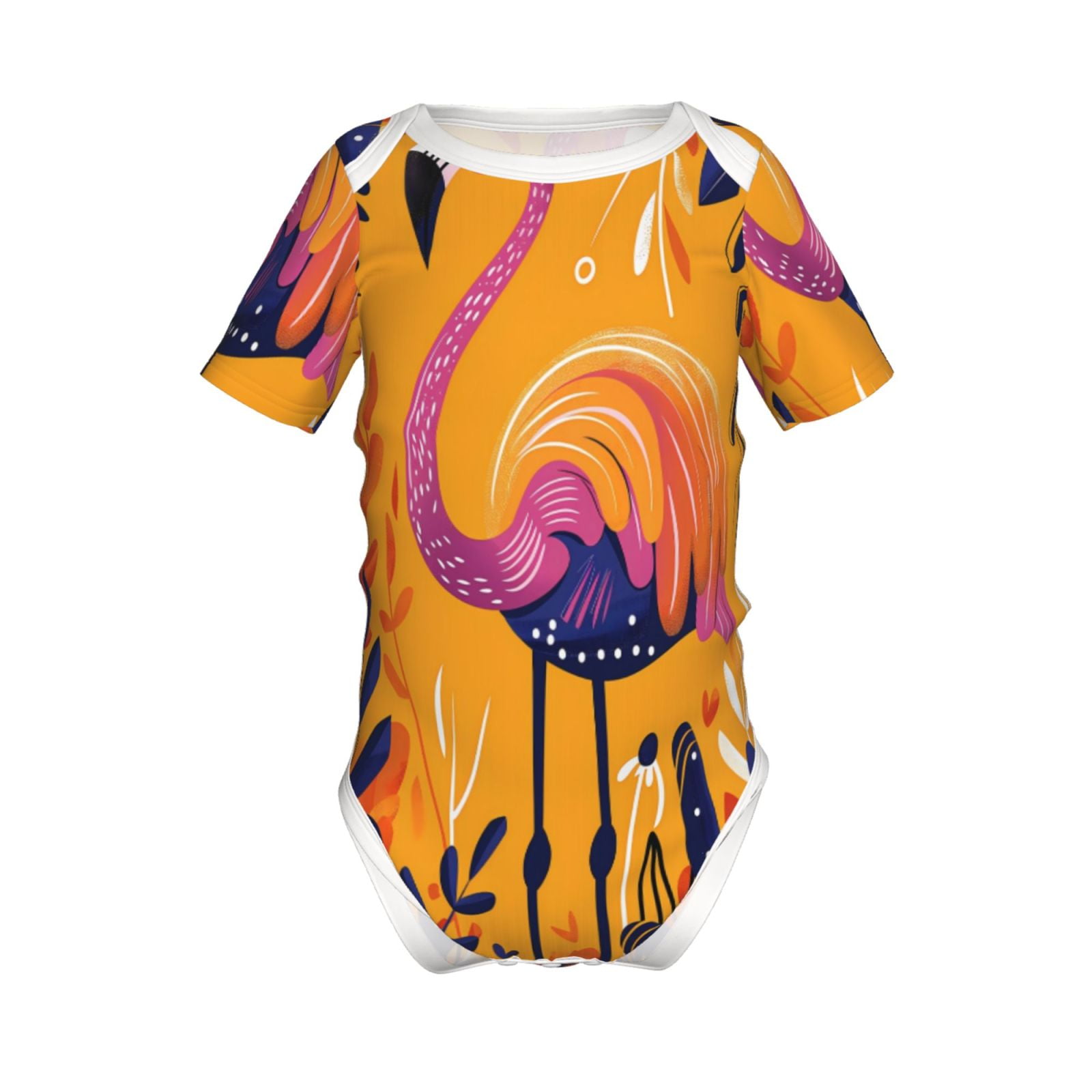 Adobk Vibrant Flamingo Illustration Print Baby Climbing Clothes ...