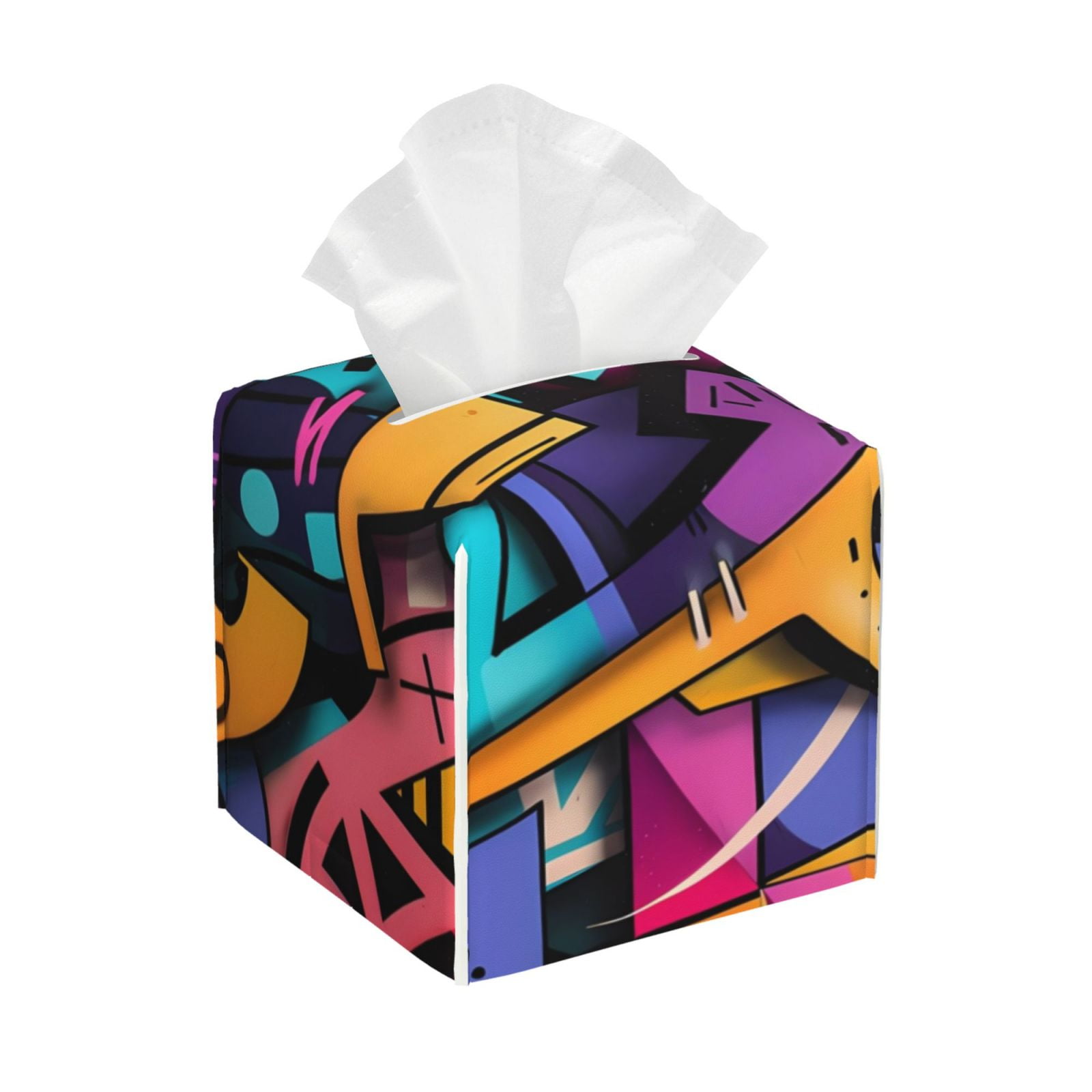 Adobk Vibrant Graffiti Urban Art Print Tissue Box Cover, Square PU ...