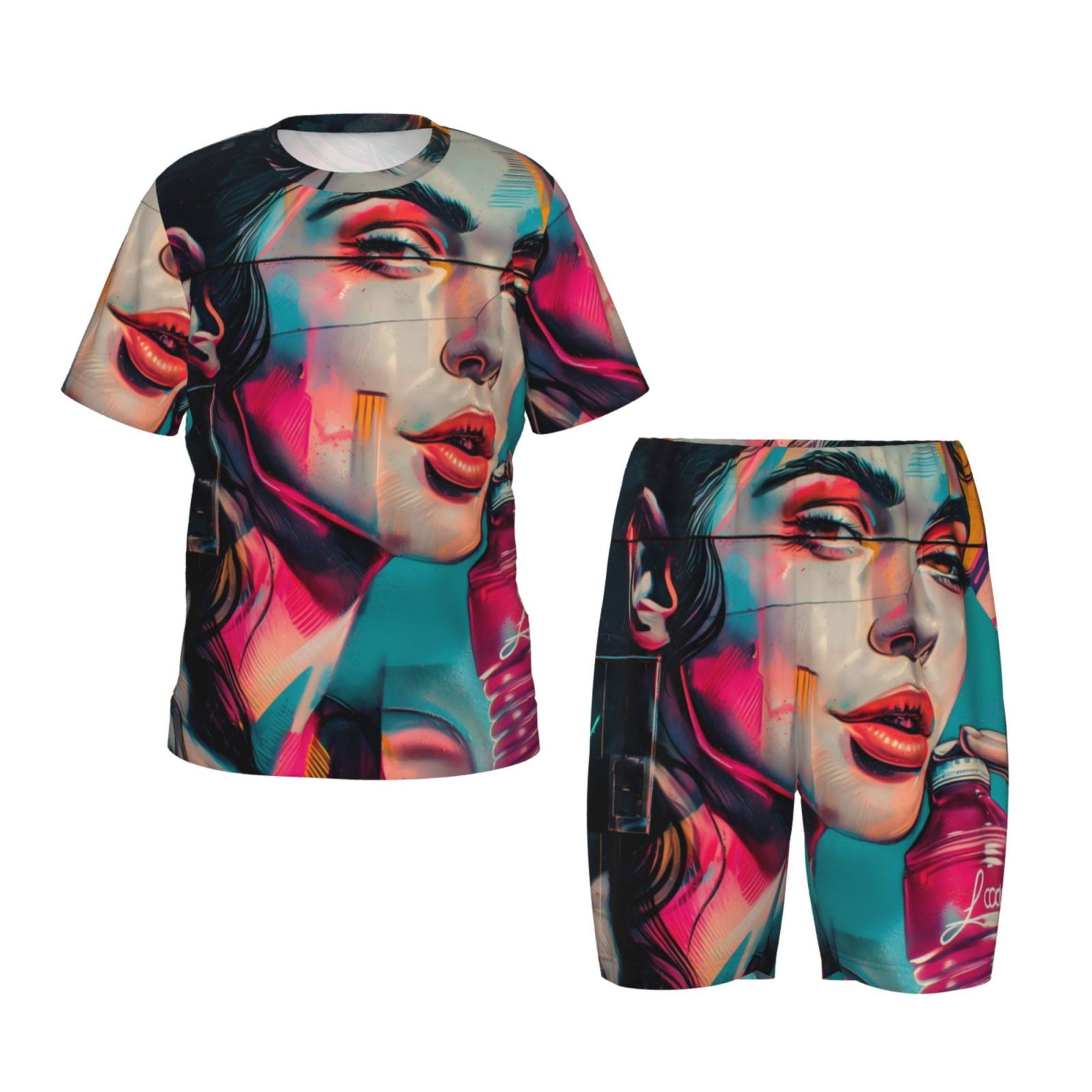 Adobk Vibrant Street Art Portrait Print Pajamas Toddler 2 Piece Short ...