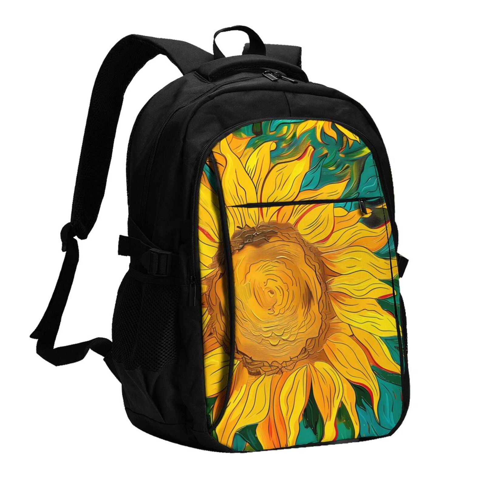 Adobk Vibrant Sunflower Painting Print Travel Laptop Backpack, Anti ...