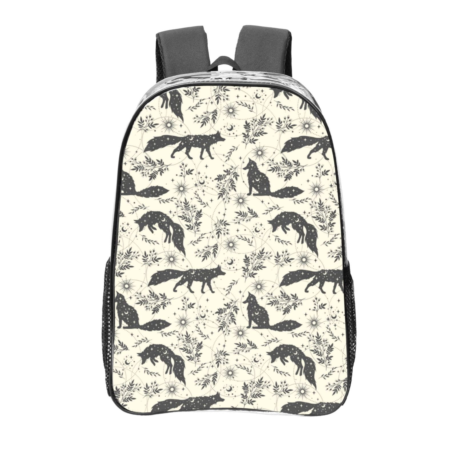 Adobk Vintage Moon Fox Print Duty Clear Backpack for Girls Boys Women ...