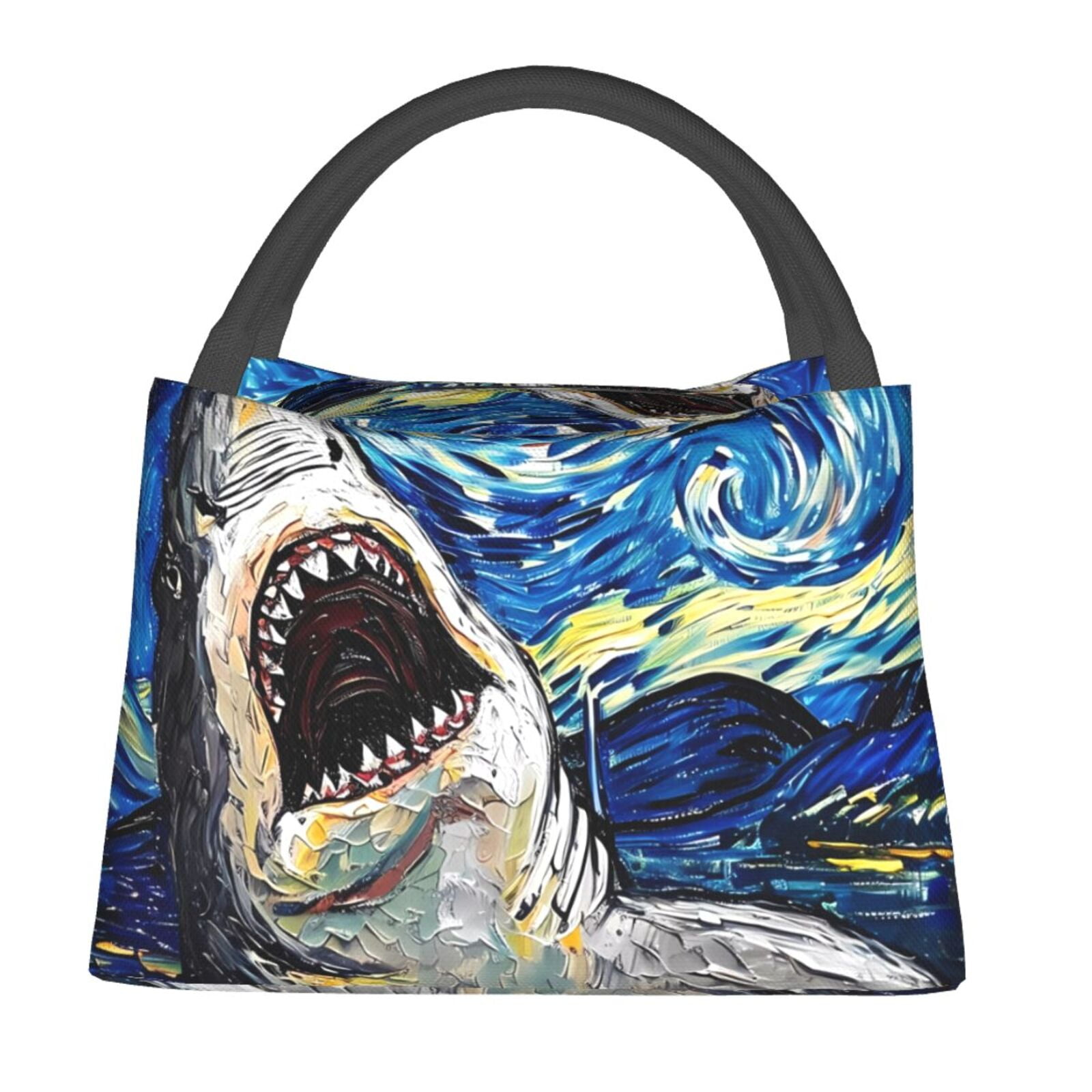 Adobk Vintage Starry Sky Shark Print Portable Insulated Lunch Container ...