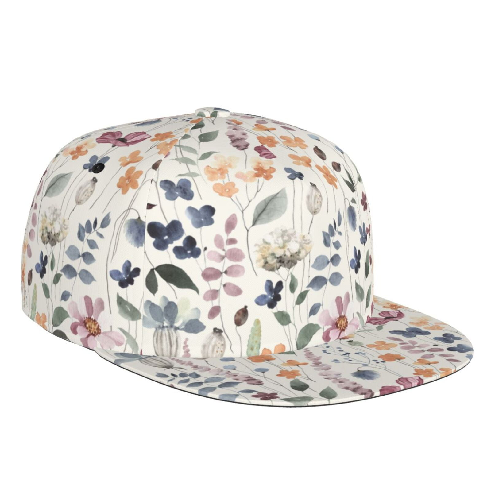 Adobk Watercolor Floral Print Snapback Hats For Unisex Flat Bill Hat ...