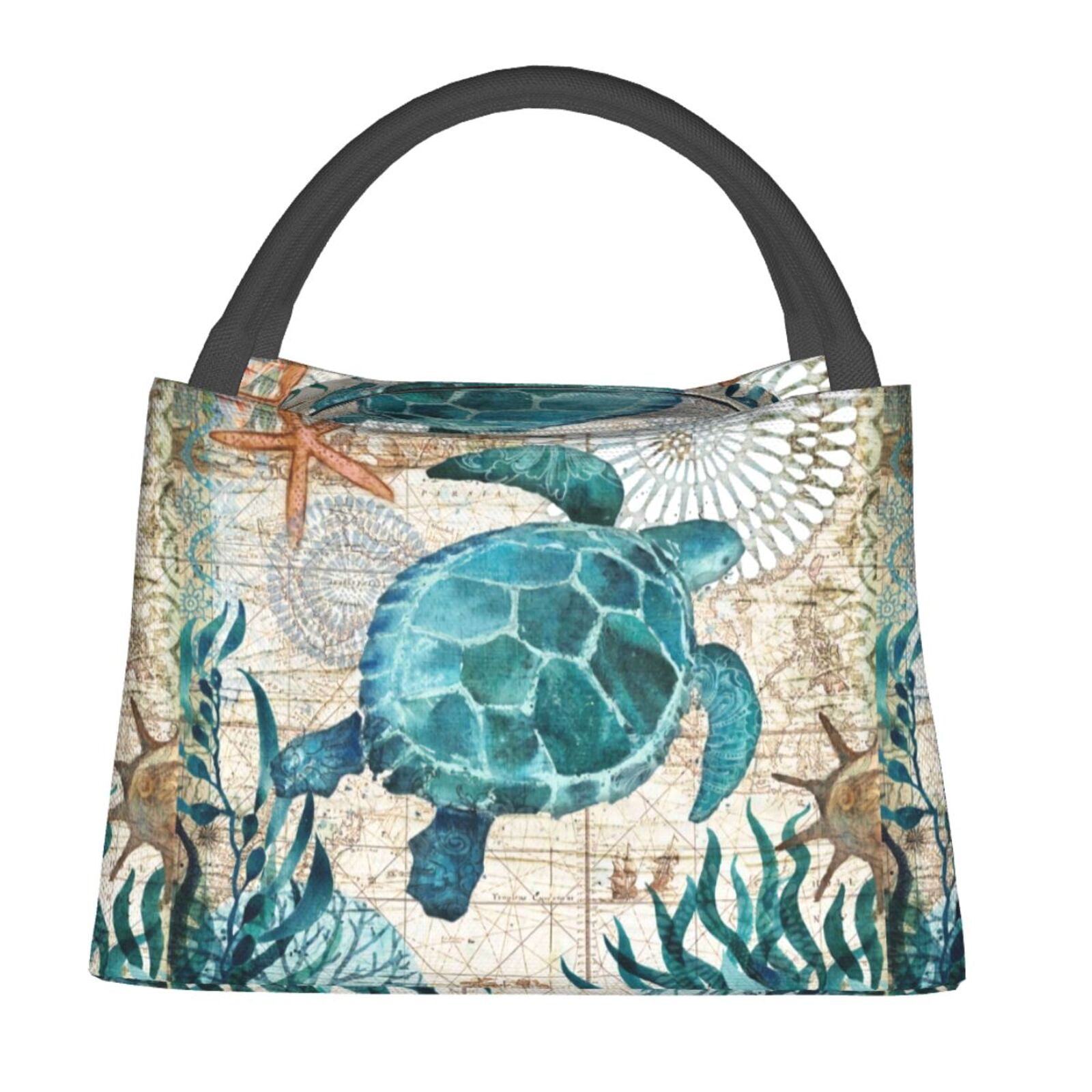 Adobk Watercolor Sea Turtle Print Portable Insulated Lunch Container ...