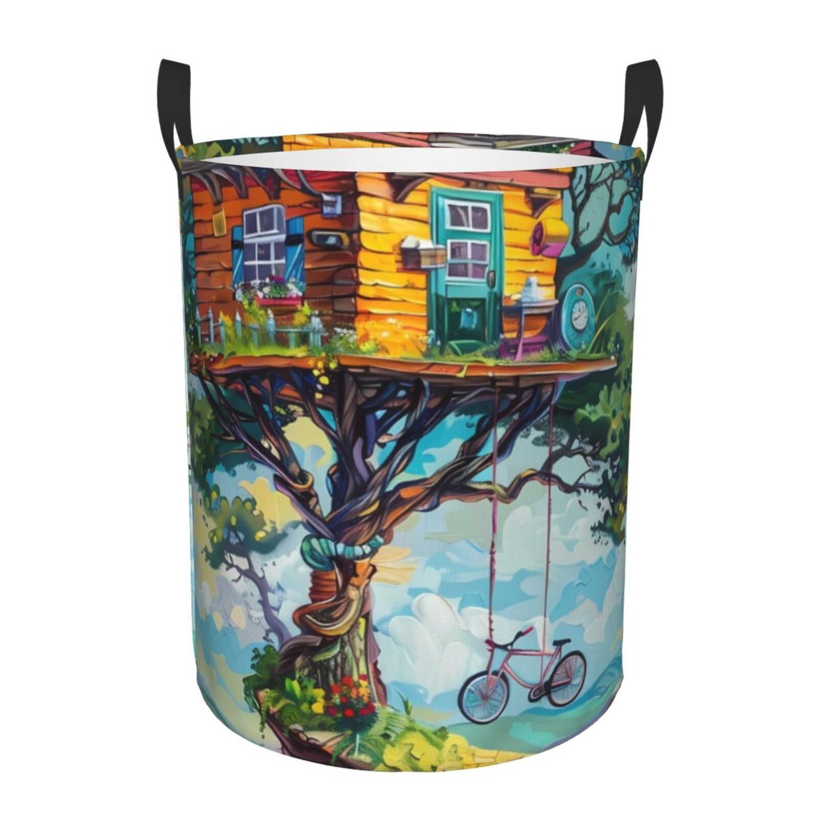Adobk Whimsical Treehouse Painting Print Laundry Basket,irty Clothes ...