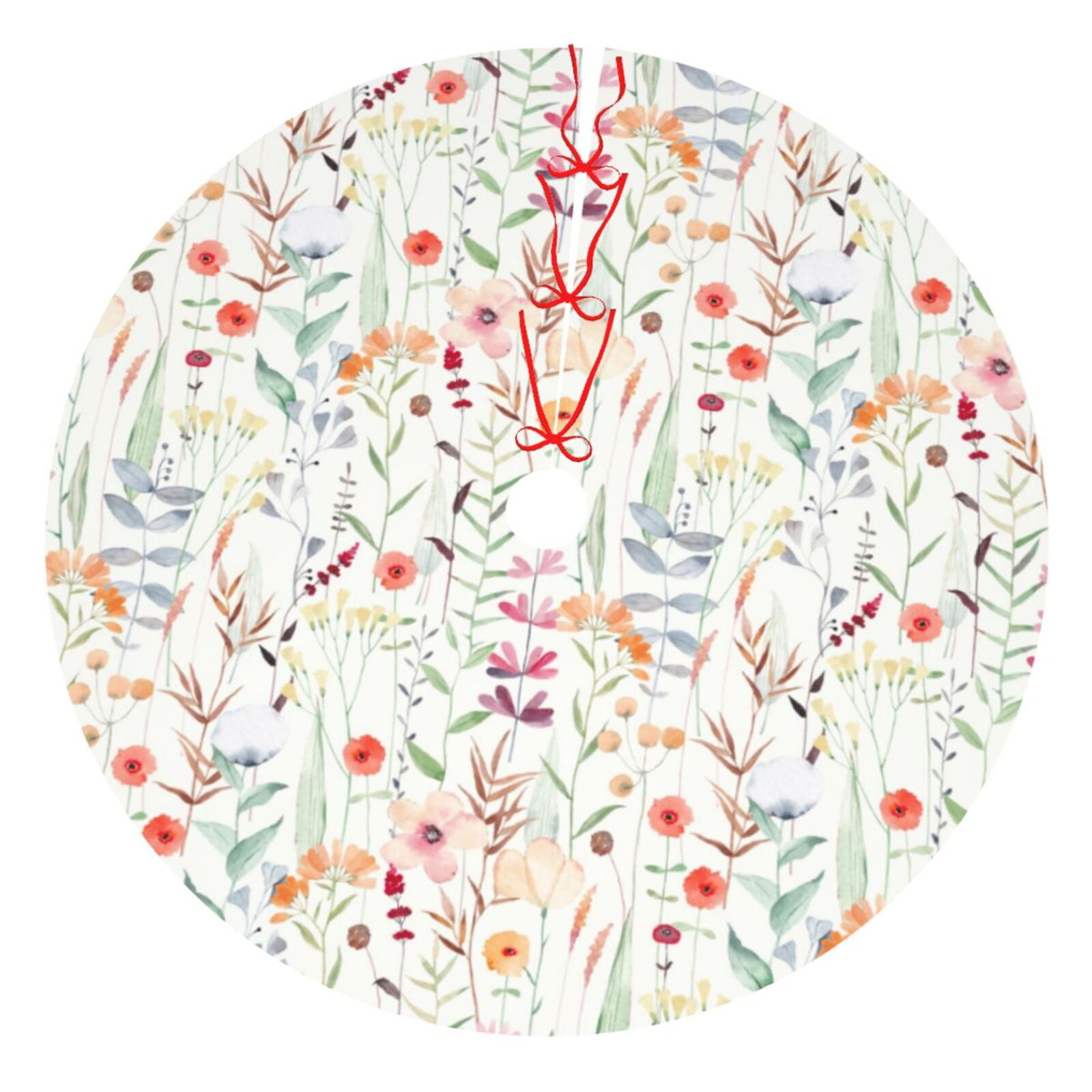 Adobk Wildflower Watercolor 4 Print Christmas Tree Skirt Christmas Tree ...