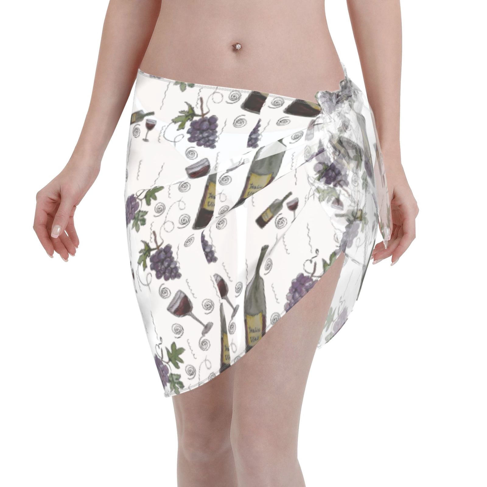 Adobk Wine Bottles And Grapes Swimsuit Coverups For Women Beach Bikini ...