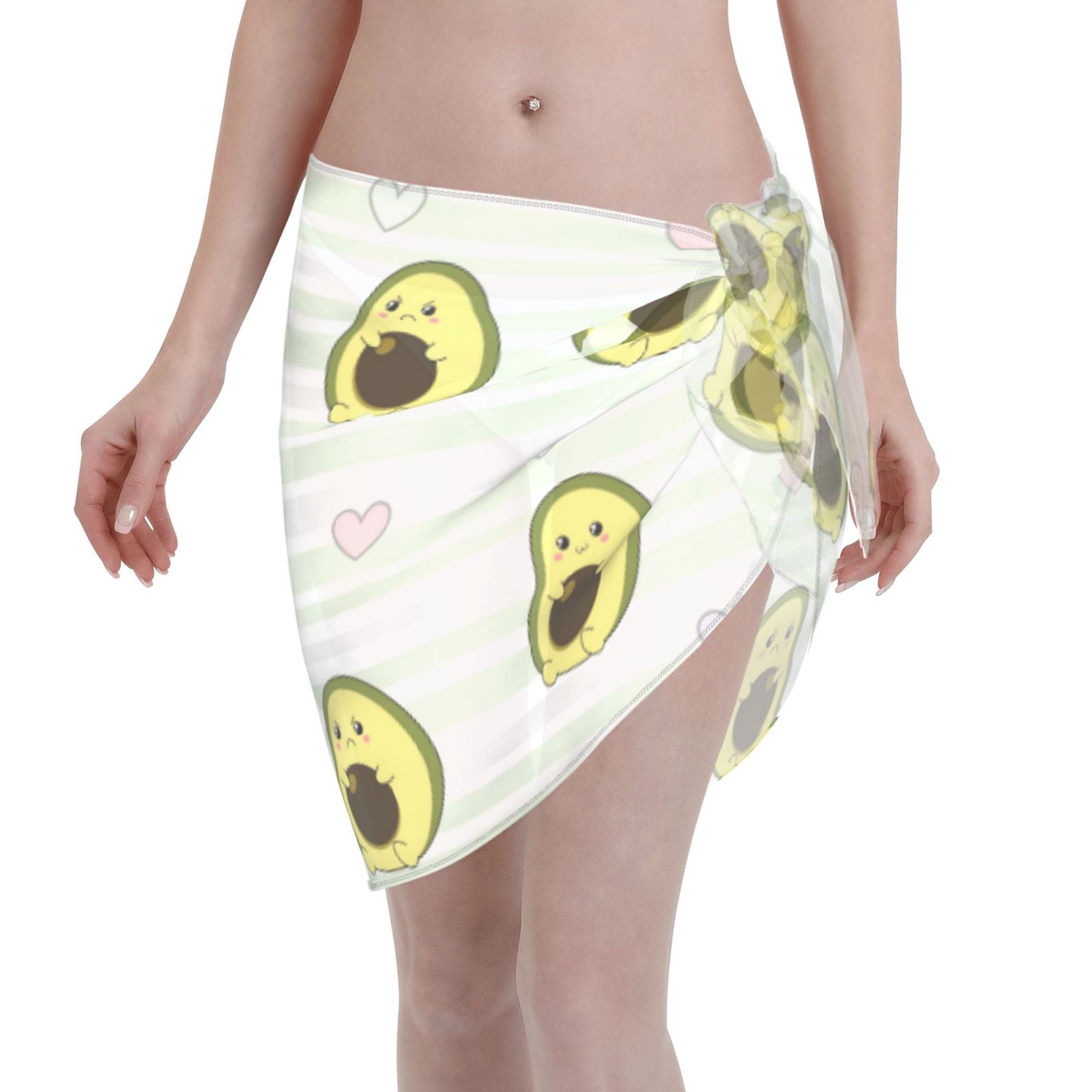 Adobk Women Beach Sarong Bathing Suit Avocado Of A Hear Print Wrap