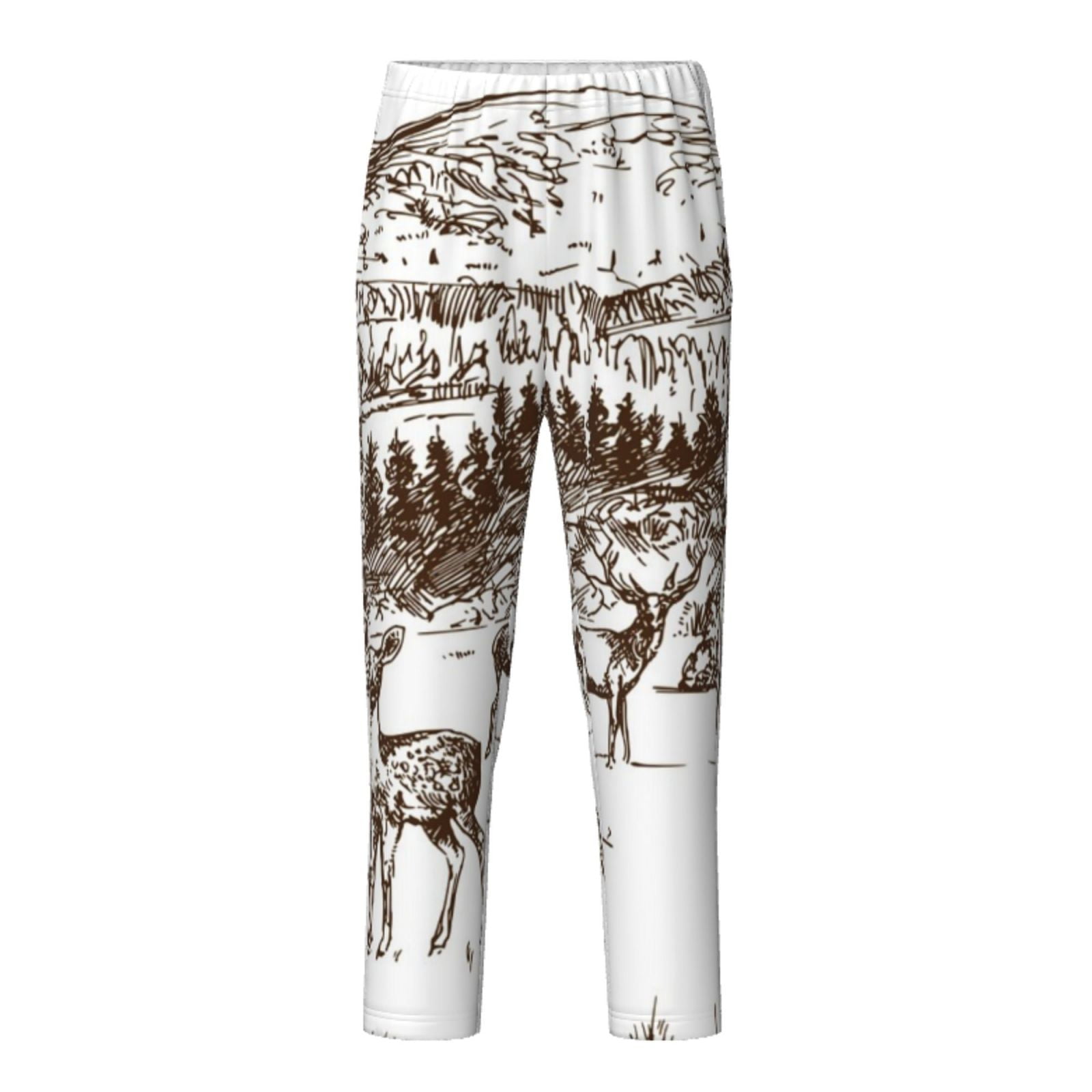 Adobk Woodland Forest With Deers Print Teenagers' Pajama Pants Pajama ...