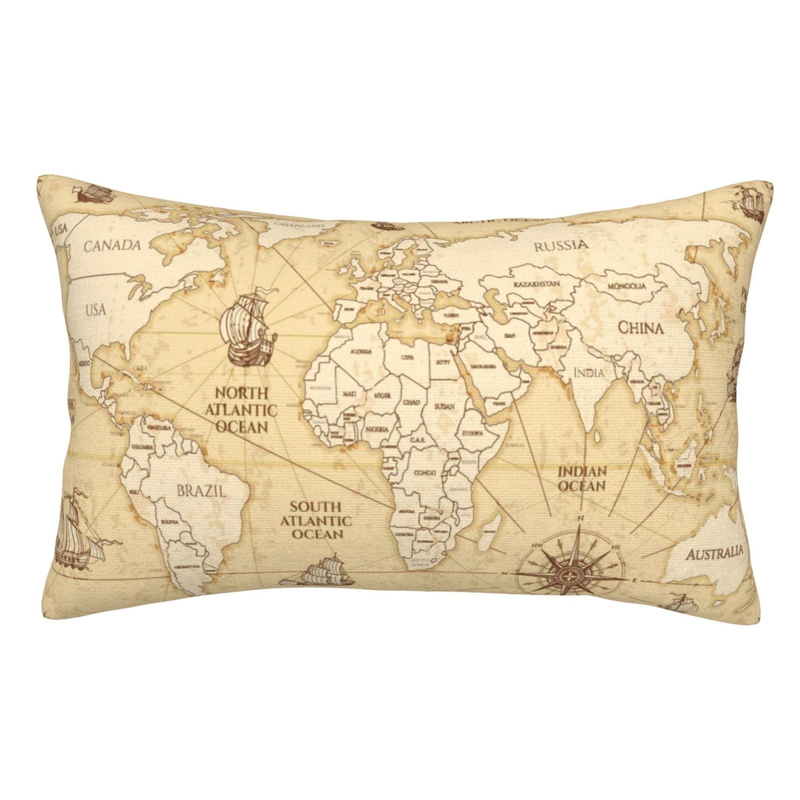 Adobk World Map Print Pillow Cases Standard Size,World Map Pillowcases ...