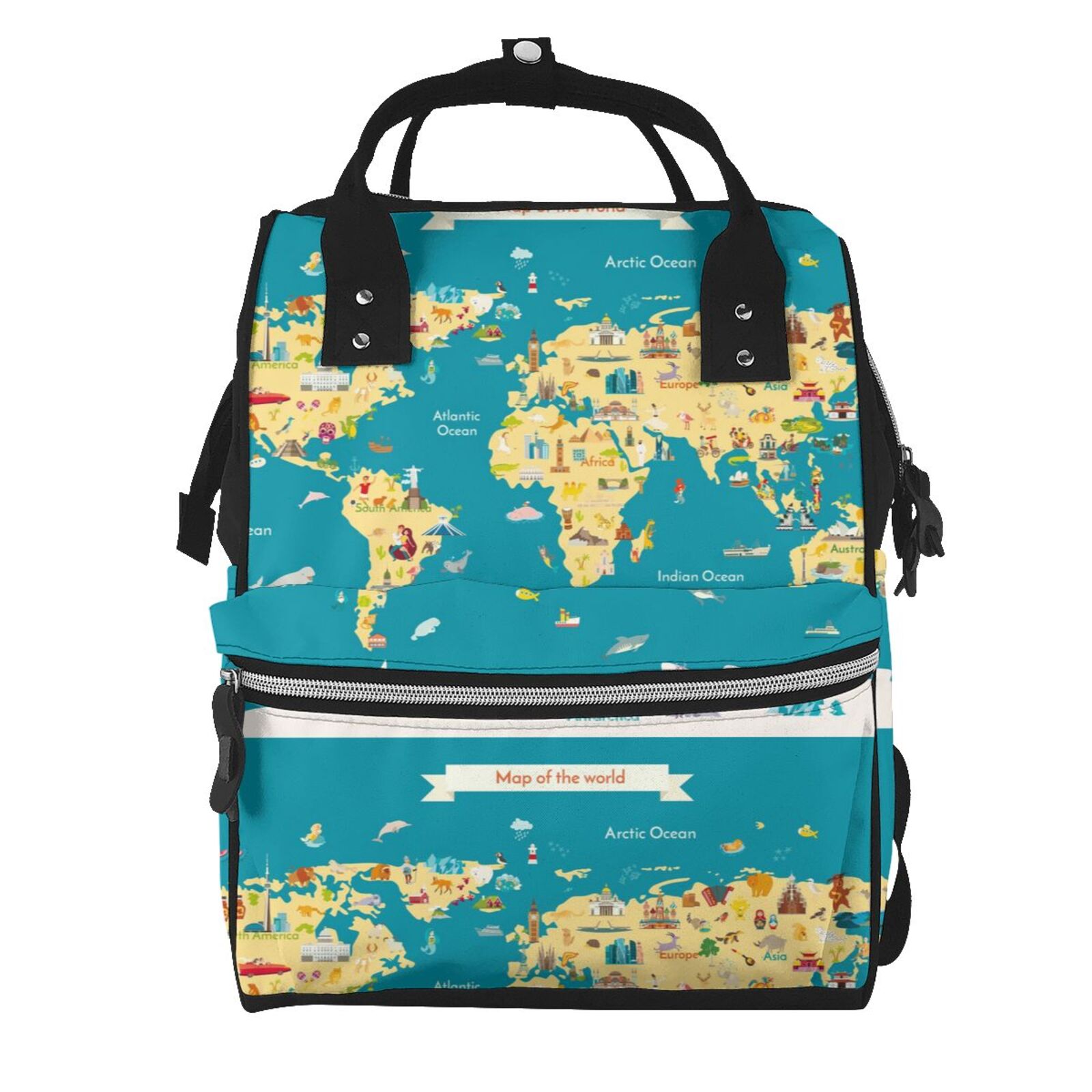 Adobk World Map With Landmarks Print Mummy bag Diaper Tote Bags Larger ...