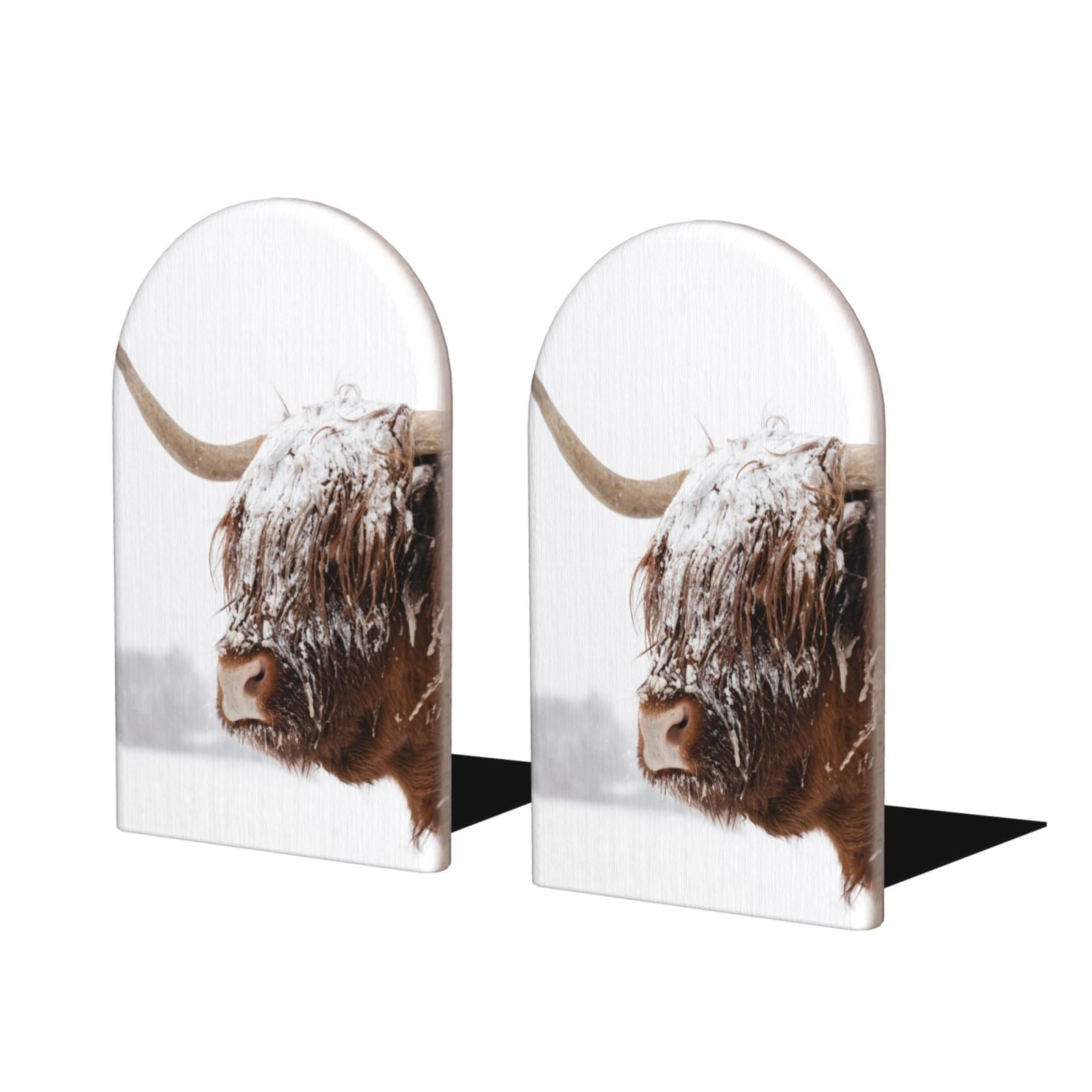 Adobk Yak Print Wood,Non-Skid Bookend for Shelves,Bookends,Book Holders ...