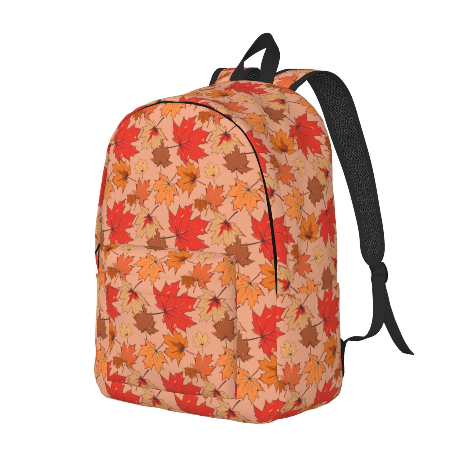 Adobk Yellow And Red Maple Leaves Print Canvas Backpack Lightweight ...