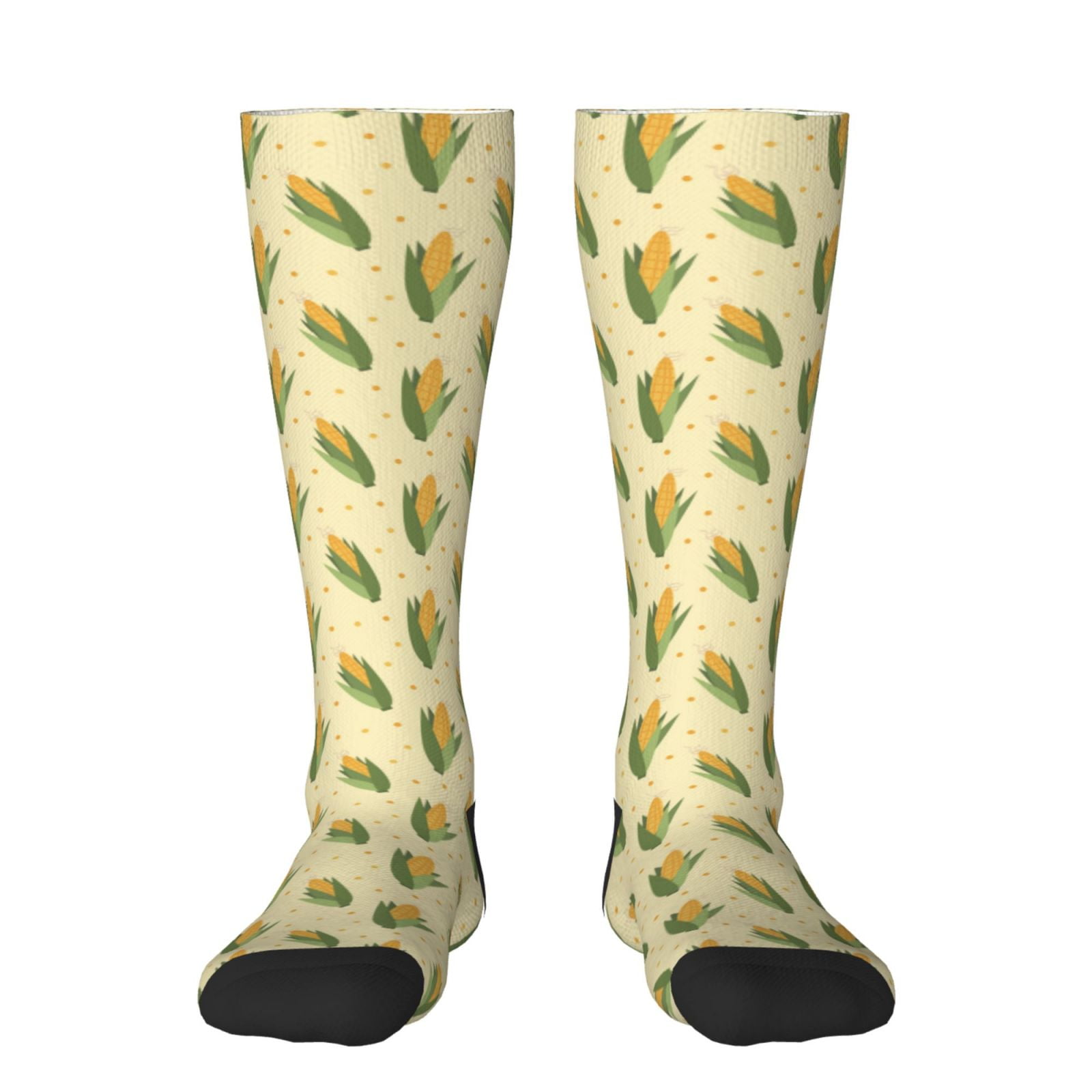 Adobk Yellow Corn Print Knee High Socks Athletic Tube Socks High ...