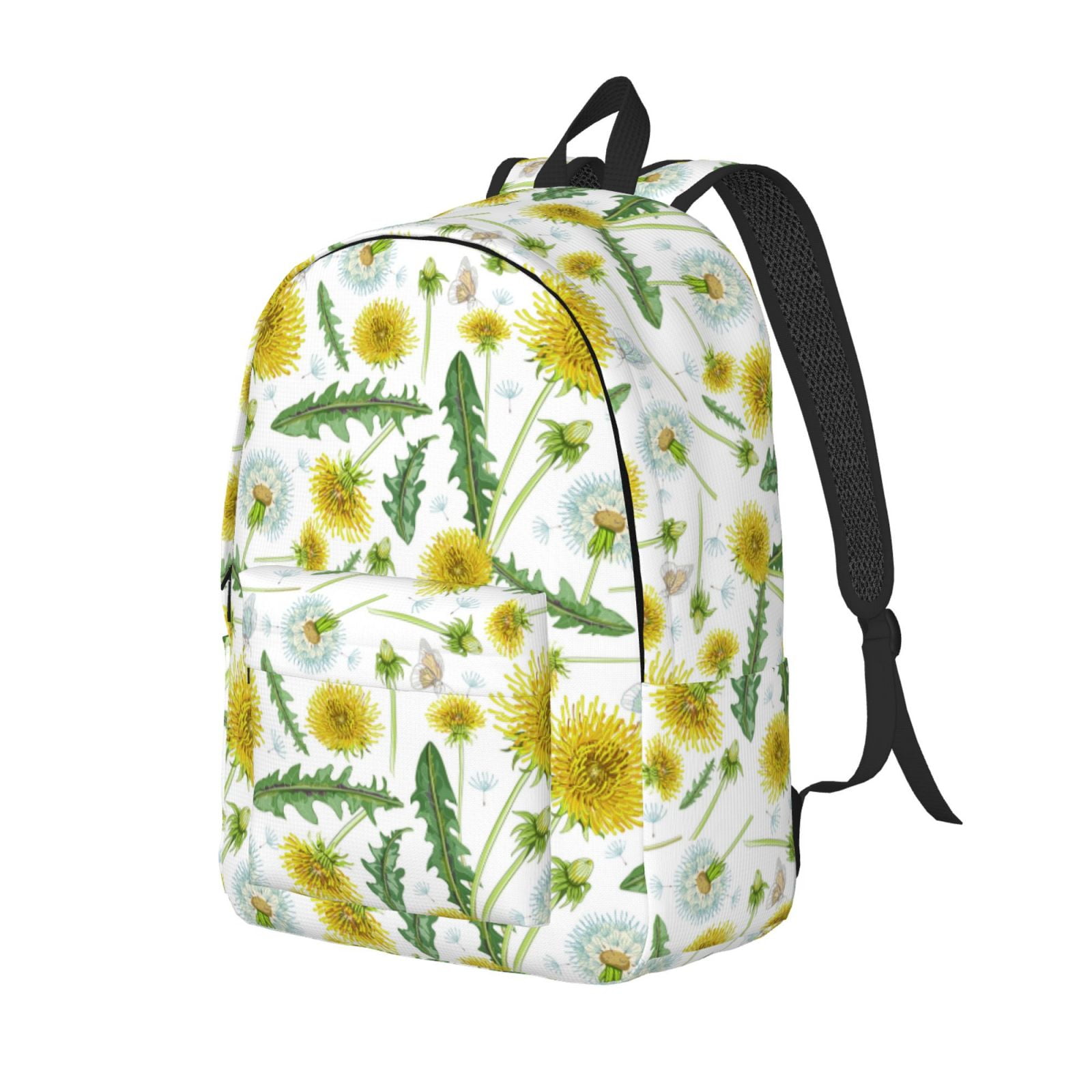 Adobk Yellow Dandelions Print Canvas Backpack Lightweight Travel ...