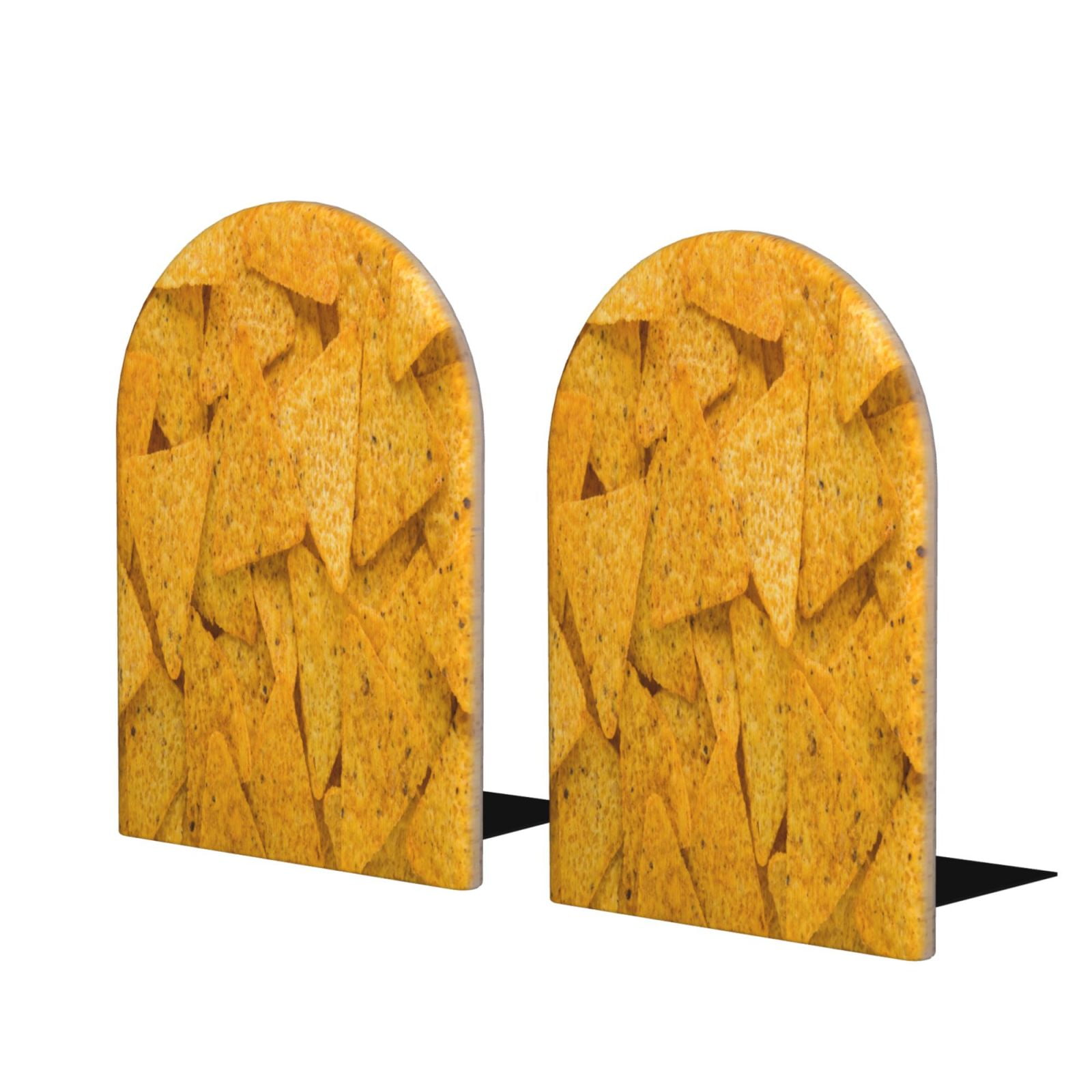 Adobk Yellow tortilla Print Wooden Bookends with Metal Base,on-Skid ...