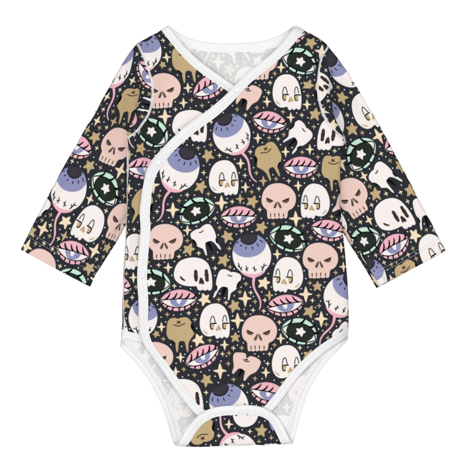 Adobk cartoon cute Skull star Print Baby Long-Sleeve Bodysuit Baby ...