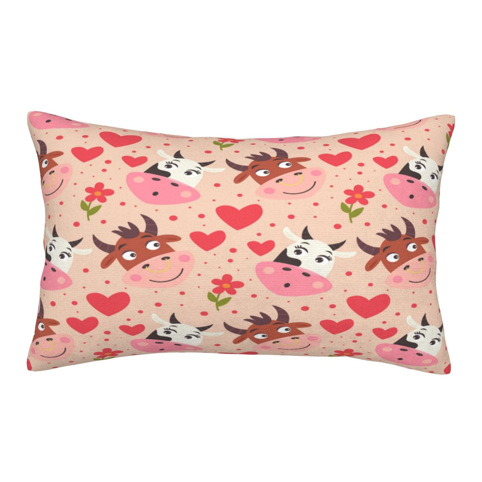Adobk cow bull with flower and heart Print Pillowcases Cotton Queen ...