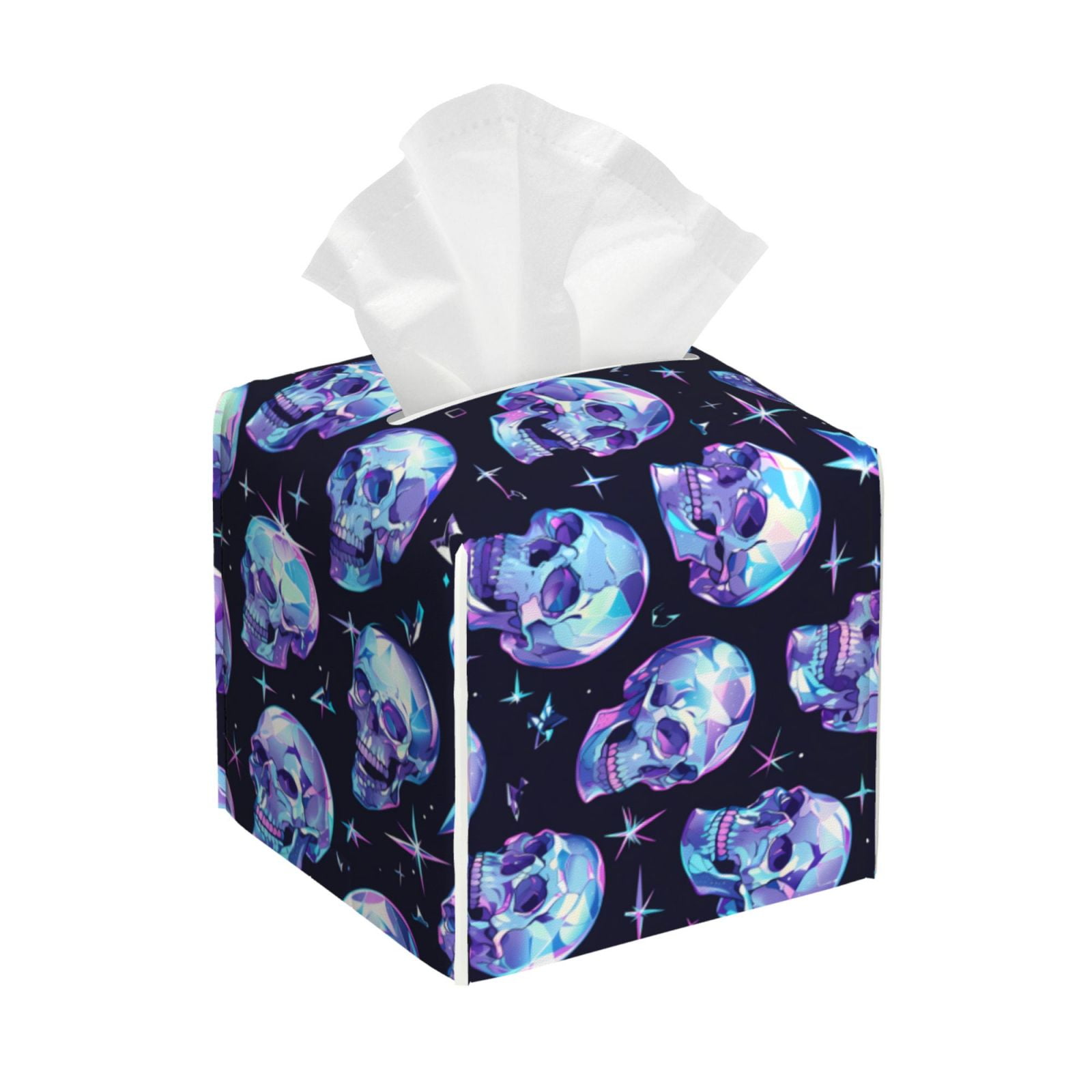 Adobk crystal Skull Print Tissue Box Cover, Square PU Leather Tissue ...