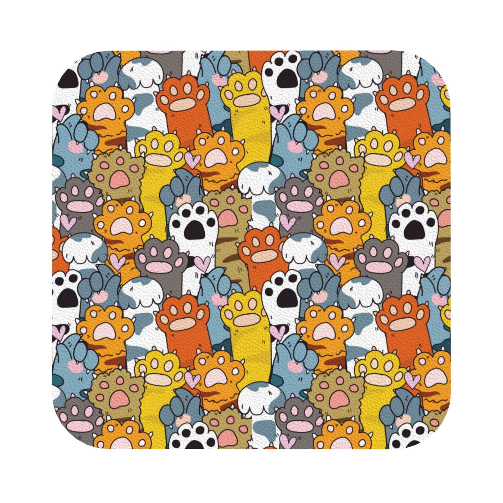 Adobk cute paw Print Leather Coasters for Drinks(6 Pack), Durable Drink ...