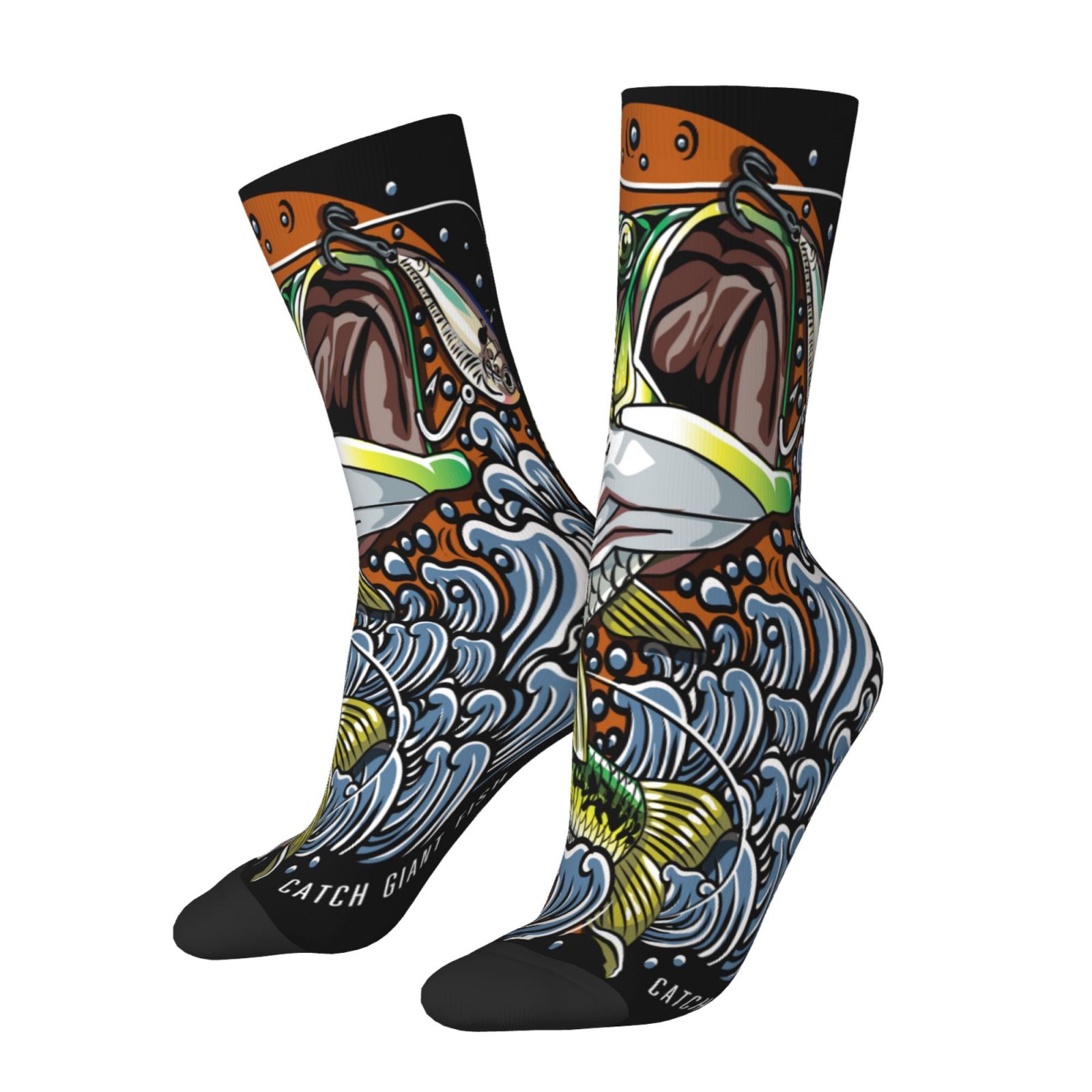 Adobk fishing bass Print Adult Socks Crew Socks Athletic Tube Socks ...