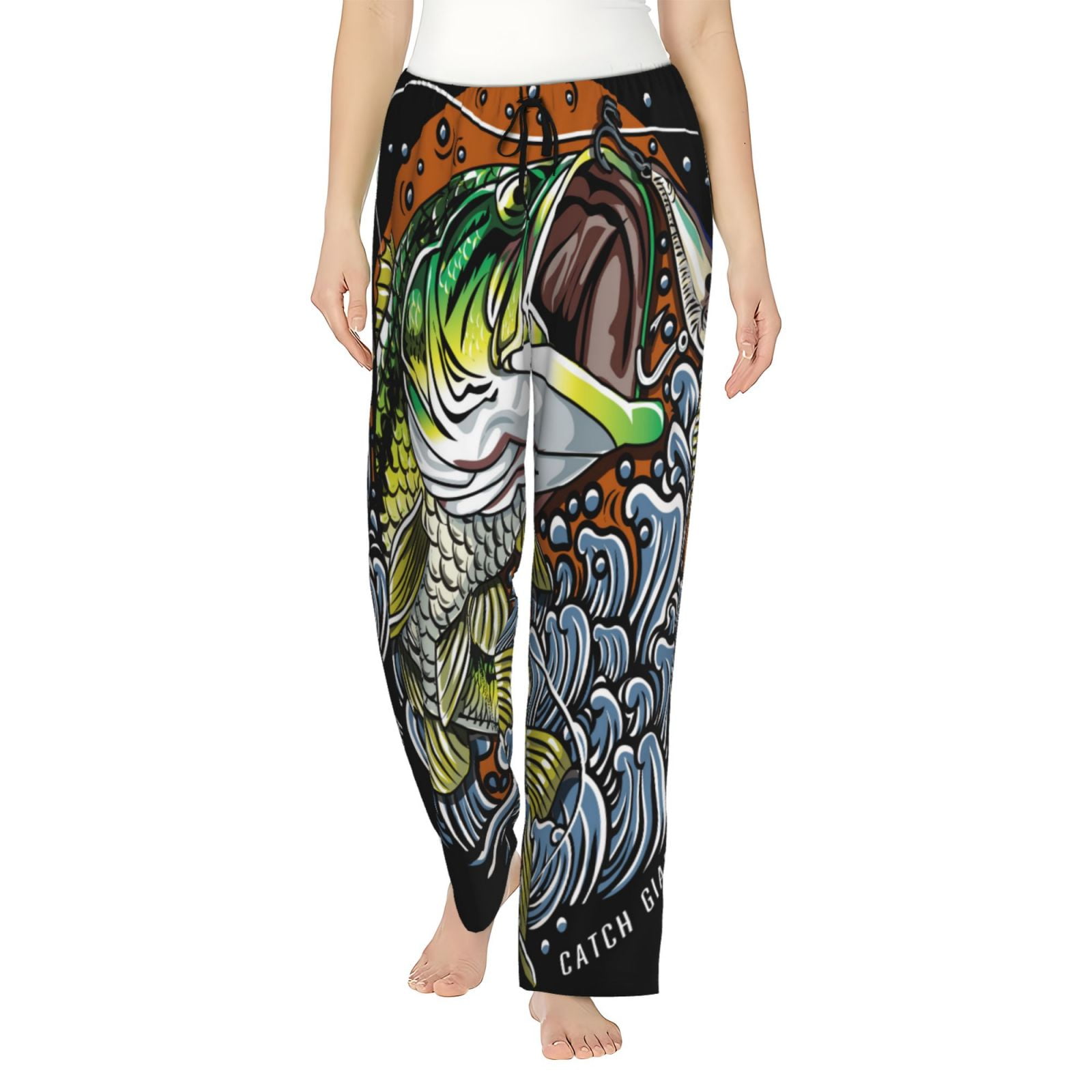 Adobk fishing bass Print Women Comfy Casual Pajama Pants with Pockets ...