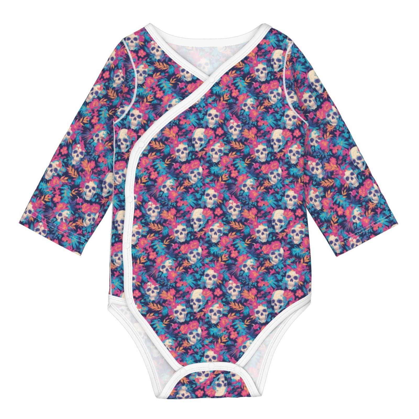 Adobk flower Skull leaf colorful Print Baby Long-Sleeve Bodysuit Baby ...