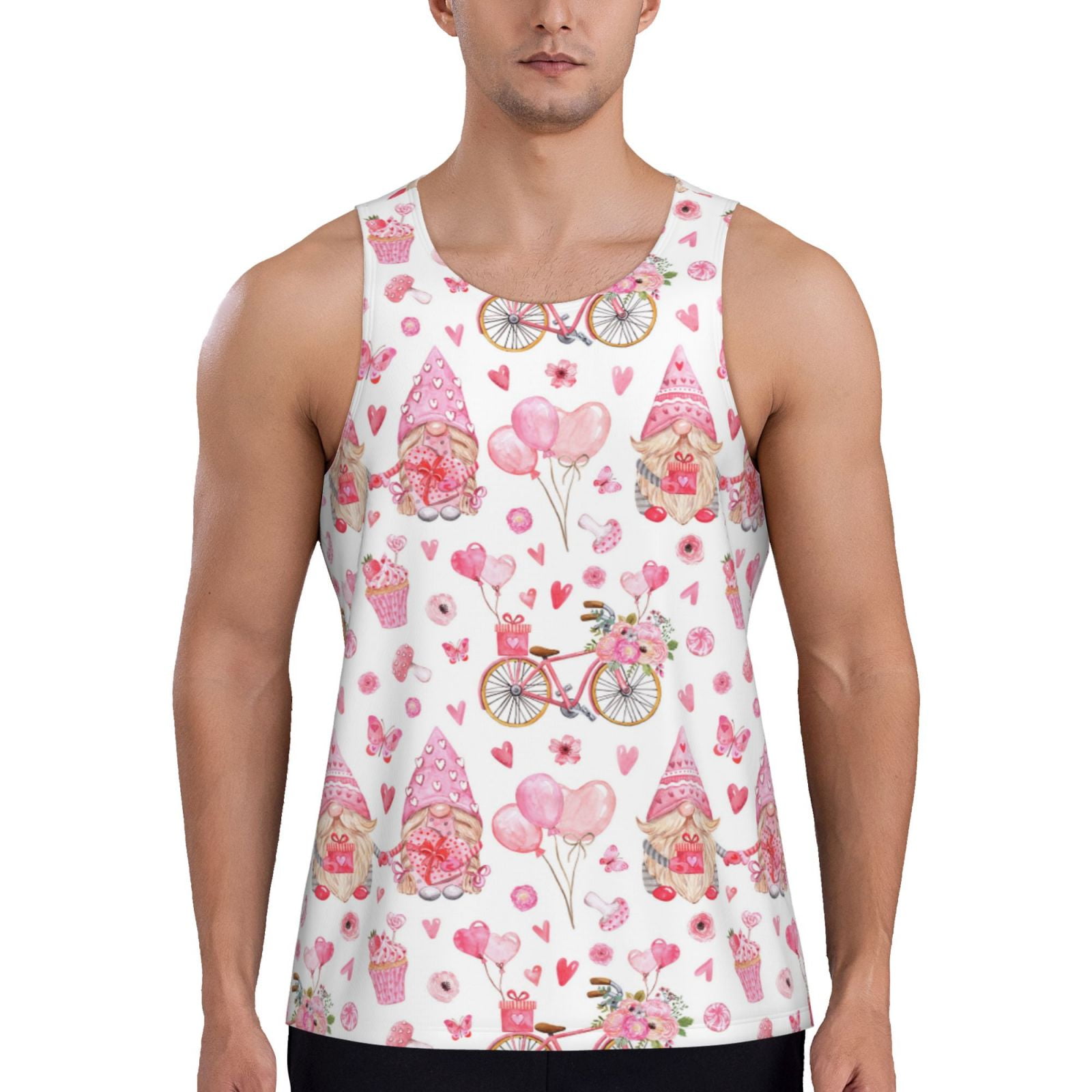 Adobk gnome couple Print Men's Workout Tank Tops Sleeveless Mesh Muscle ...