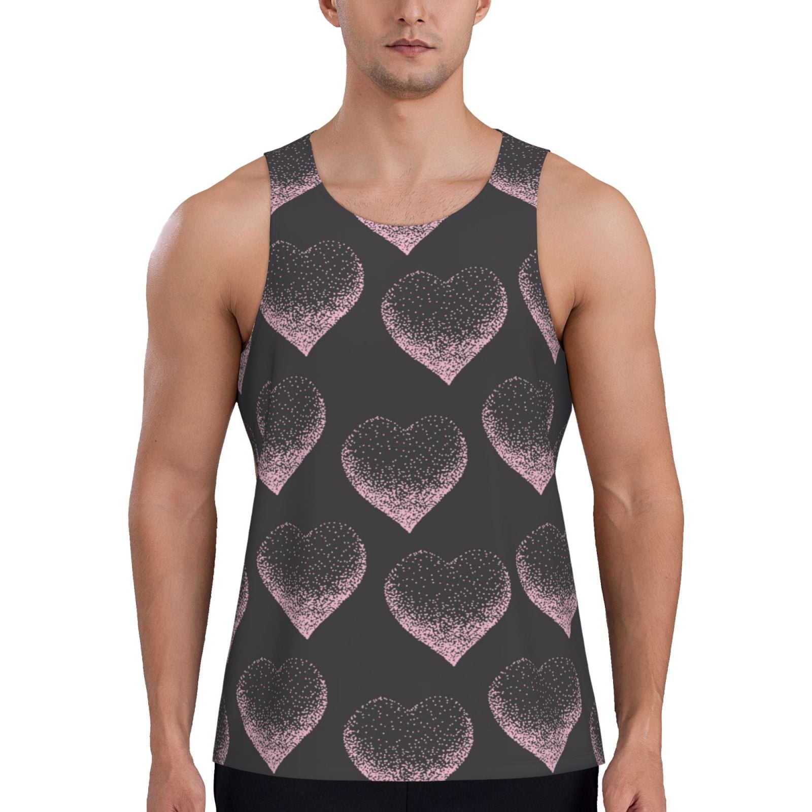 Adobk pink hearts Print Men's Workout Tank Tops Sleeveless Mesh Muscle ...