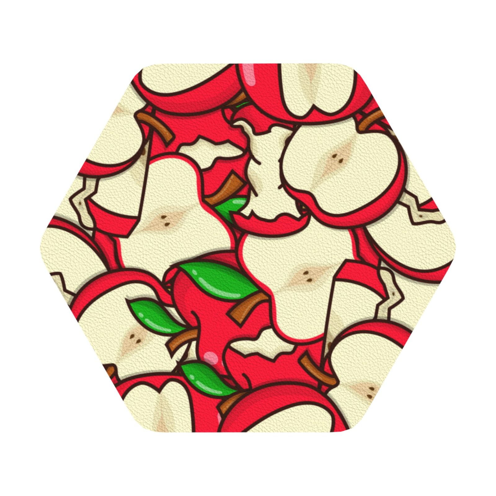 Adobk red Fruit Print Leather Coasters for Drinks(6 Pack), Durable ...