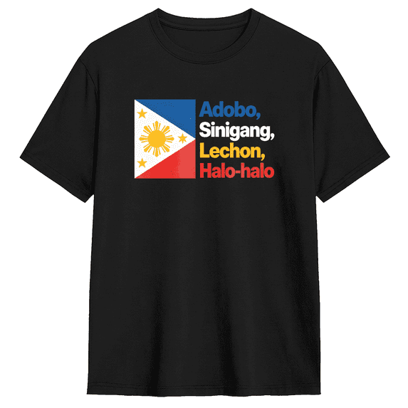 Adobo Sinigang Lechon Halo-Halo Filipino Food Retro Graphic Tee for Men ...