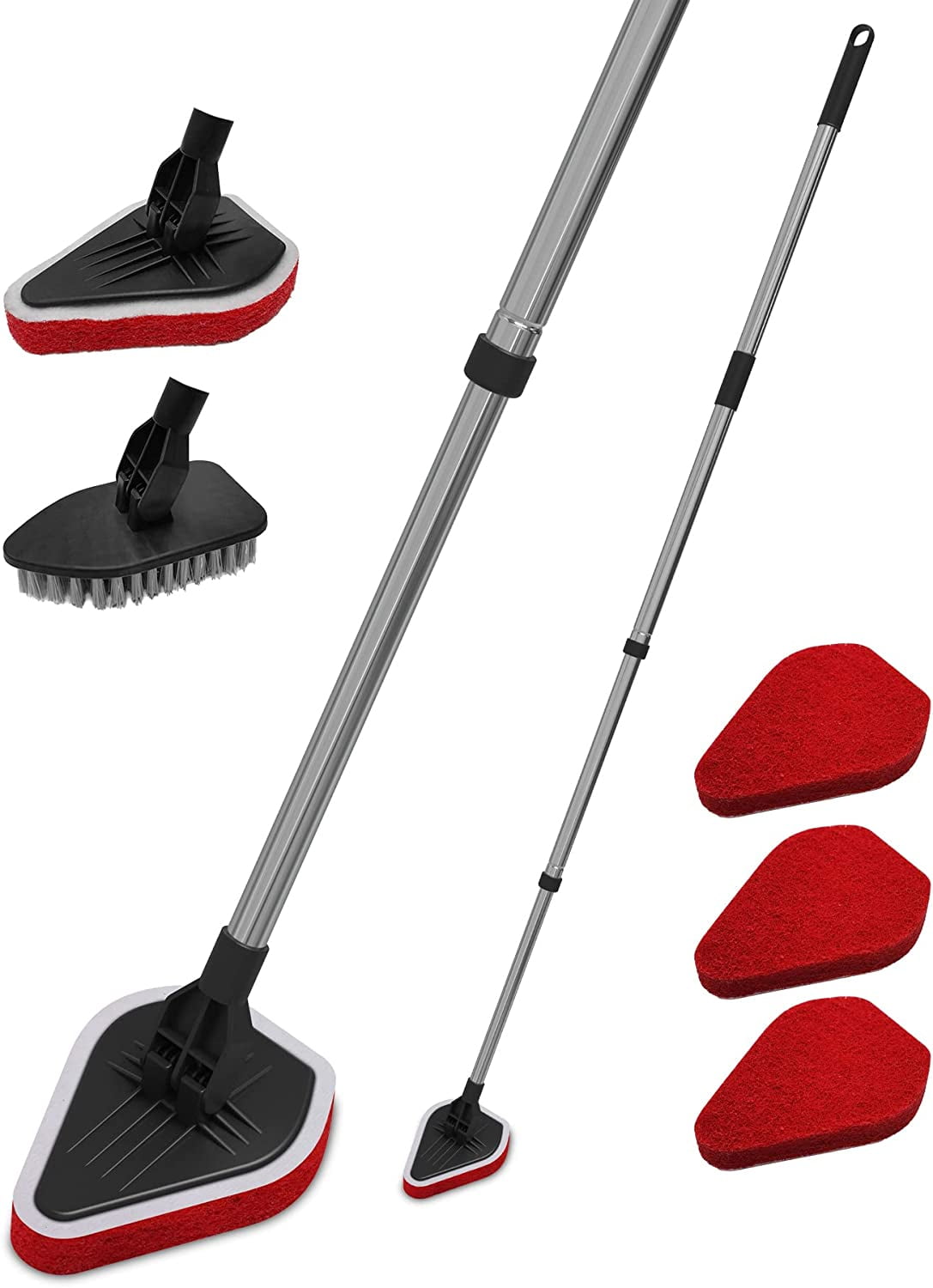 Adofi 2 in 1 Tub & Tile Scrubber Brush with 46'' Extendable Long Handle ...