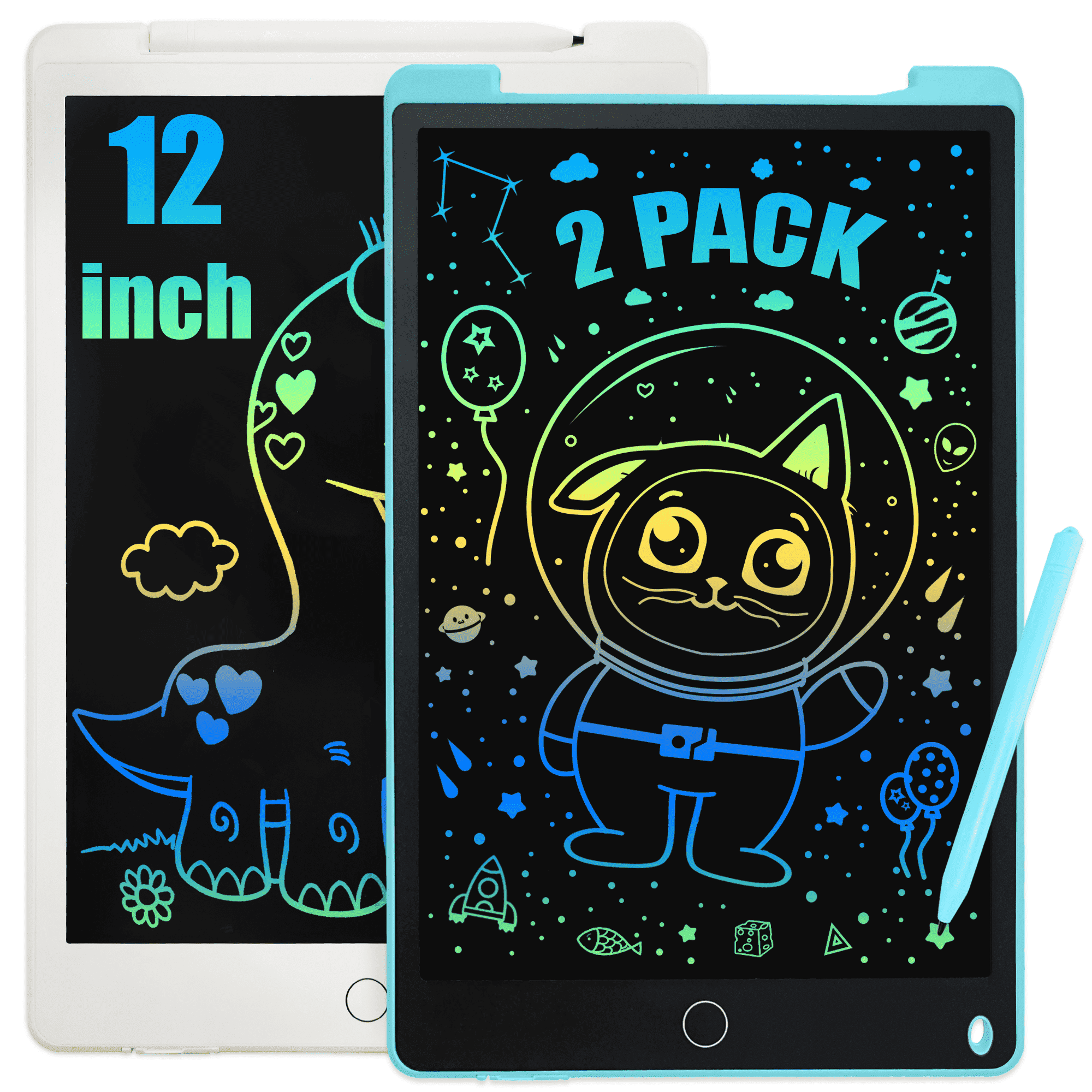 Adofi 12 inch LCD Writing Tablet, 2PCS Kids Drawing Board, Blue and ...