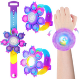 Adofi 2PC Push Poping Bracelet Wristband, Wearable Pop Rotating Fidget ...