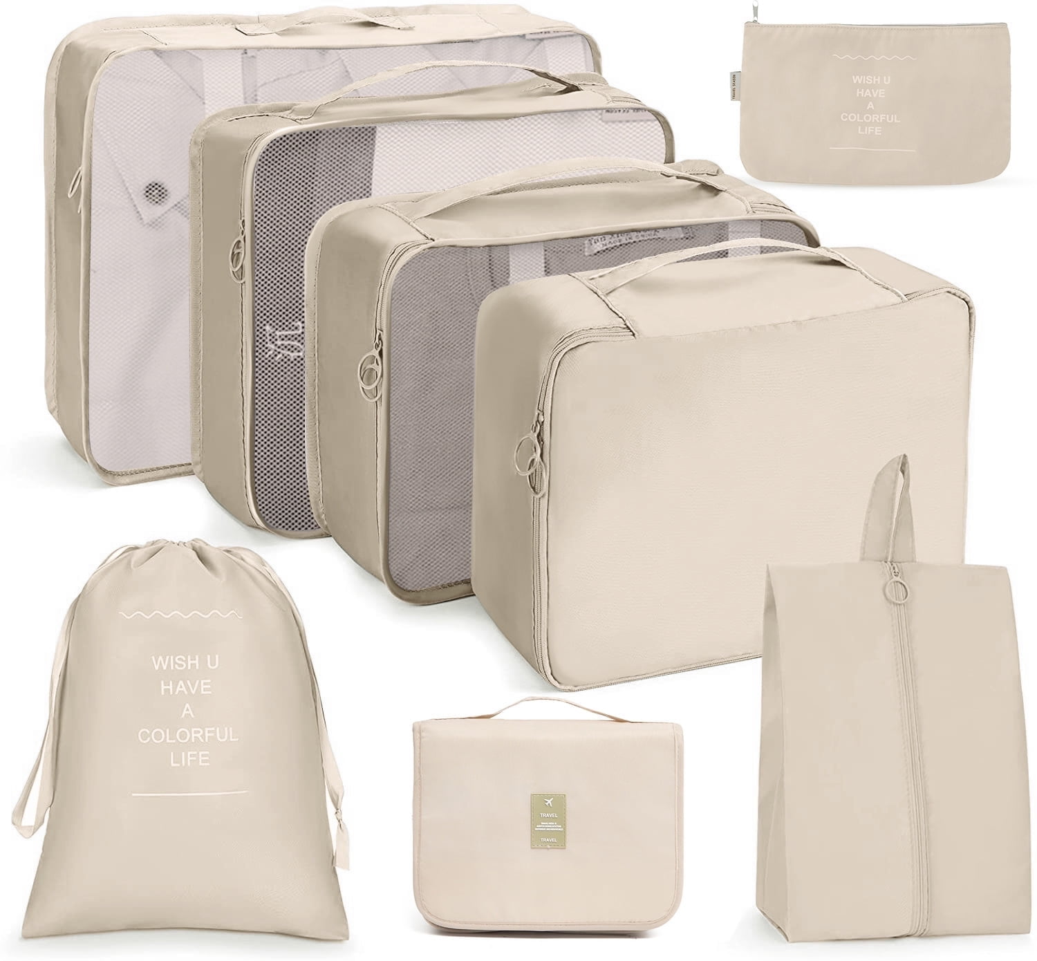 Adofi Off-White Packing Cubes for Suitcases, Includes 8 Organizer Bags, Gray - Walmart.com