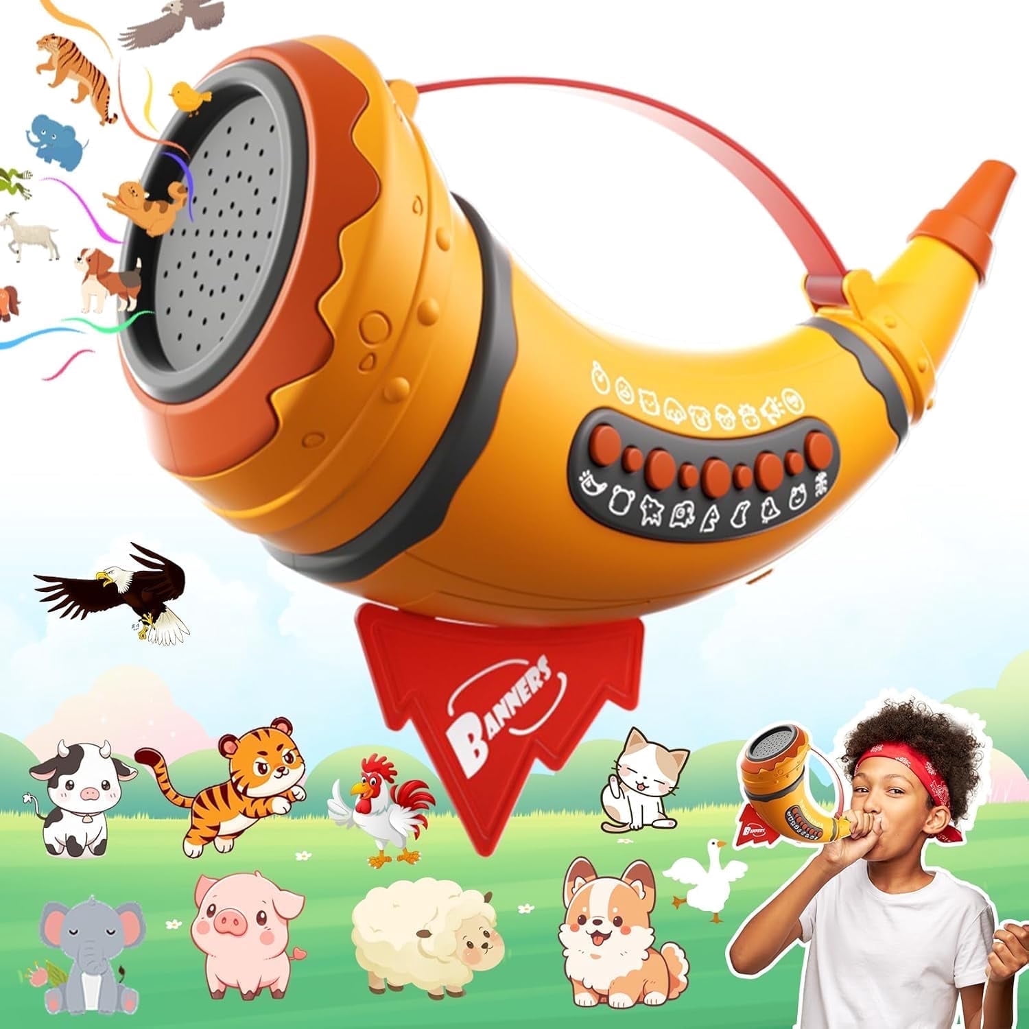 Adofi Animal Caller Toy, 2 Modes, 30 Sounds, 8-Inch Horn, Early ...