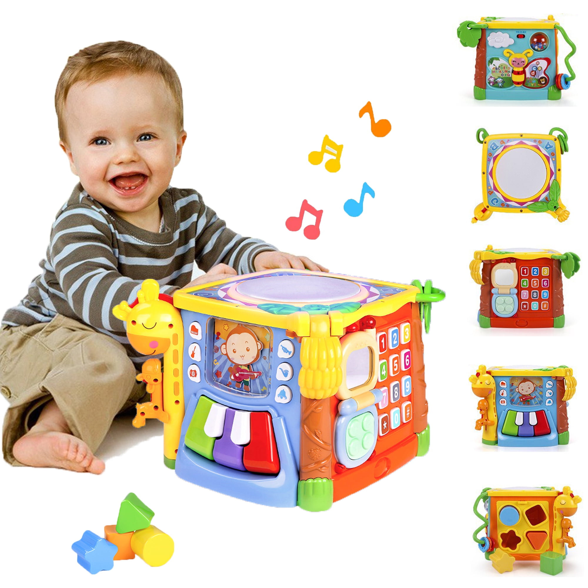 Adofi Busy Learners Activity Cube, 5-in-1 Montessori Toys for 1 Year ...