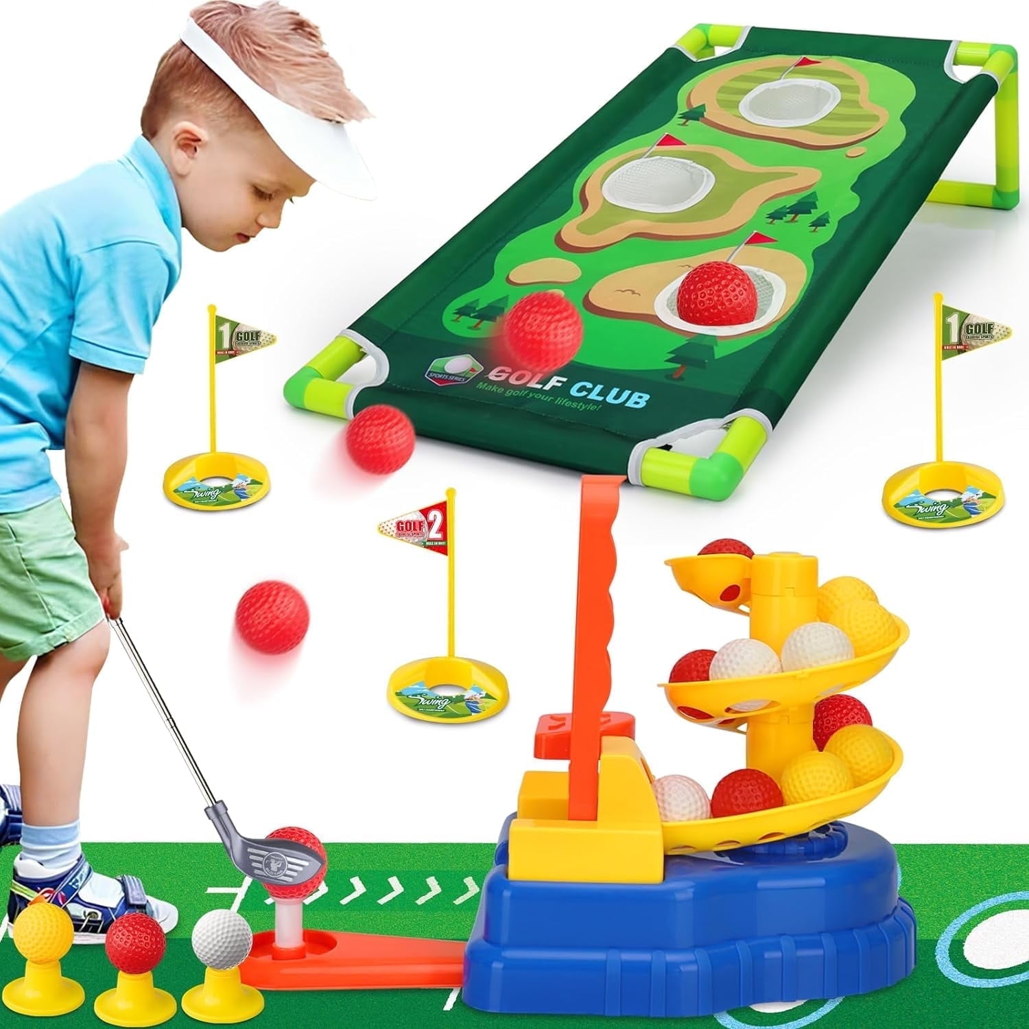 Adofi Kids Golf Club Set, Toddler Set with 20 Balls & 3 Clubs, Indoor ...